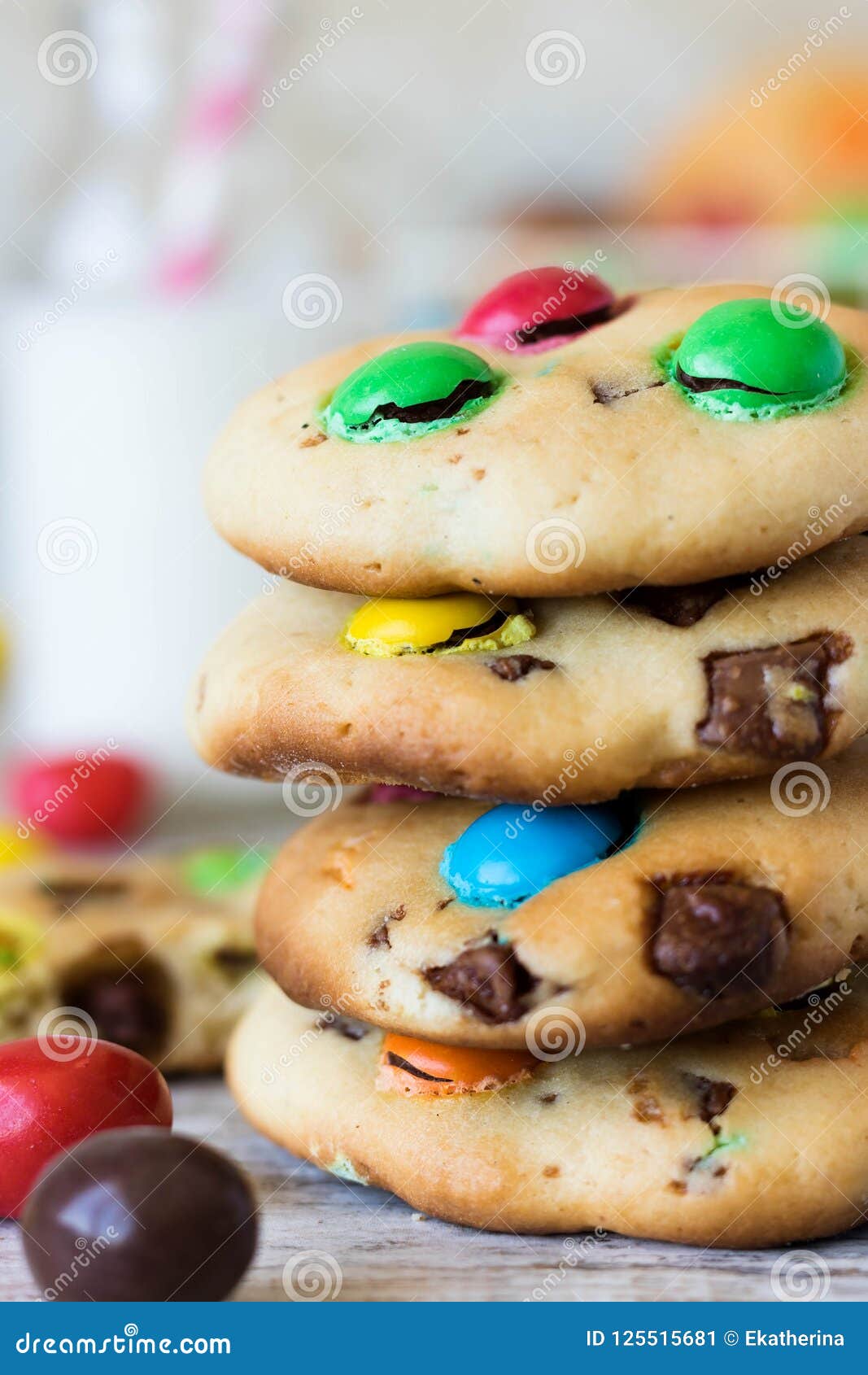 American Biscuits with Colorful Chocolate Sweets Stock Image - Image of ...