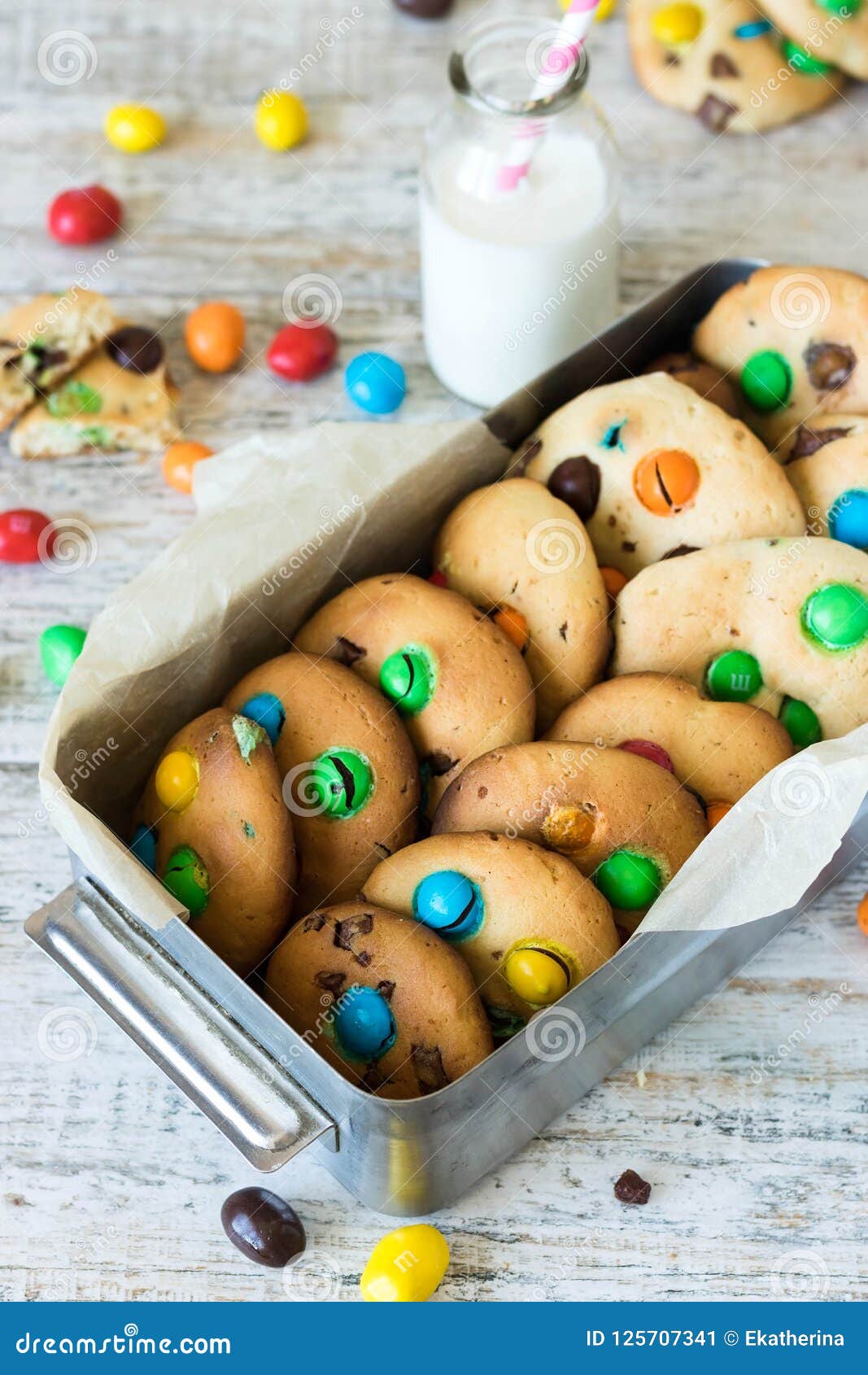 American Biscuits with Colorful Chocolate Sweets Stock Image - Image of ...