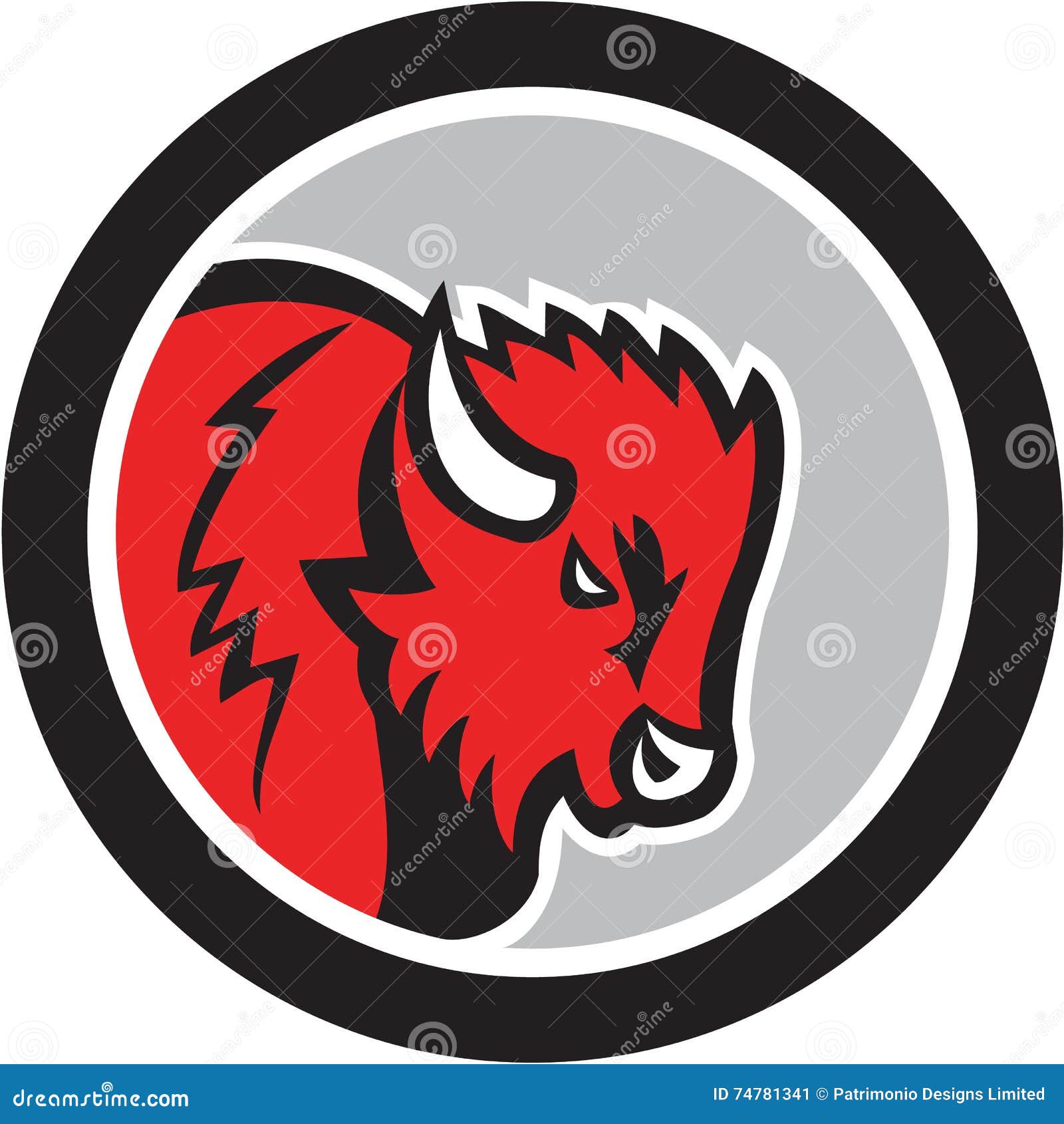 American Bison Buffallo Banner Circle Woodcut Royalty-Free Stock Image ...