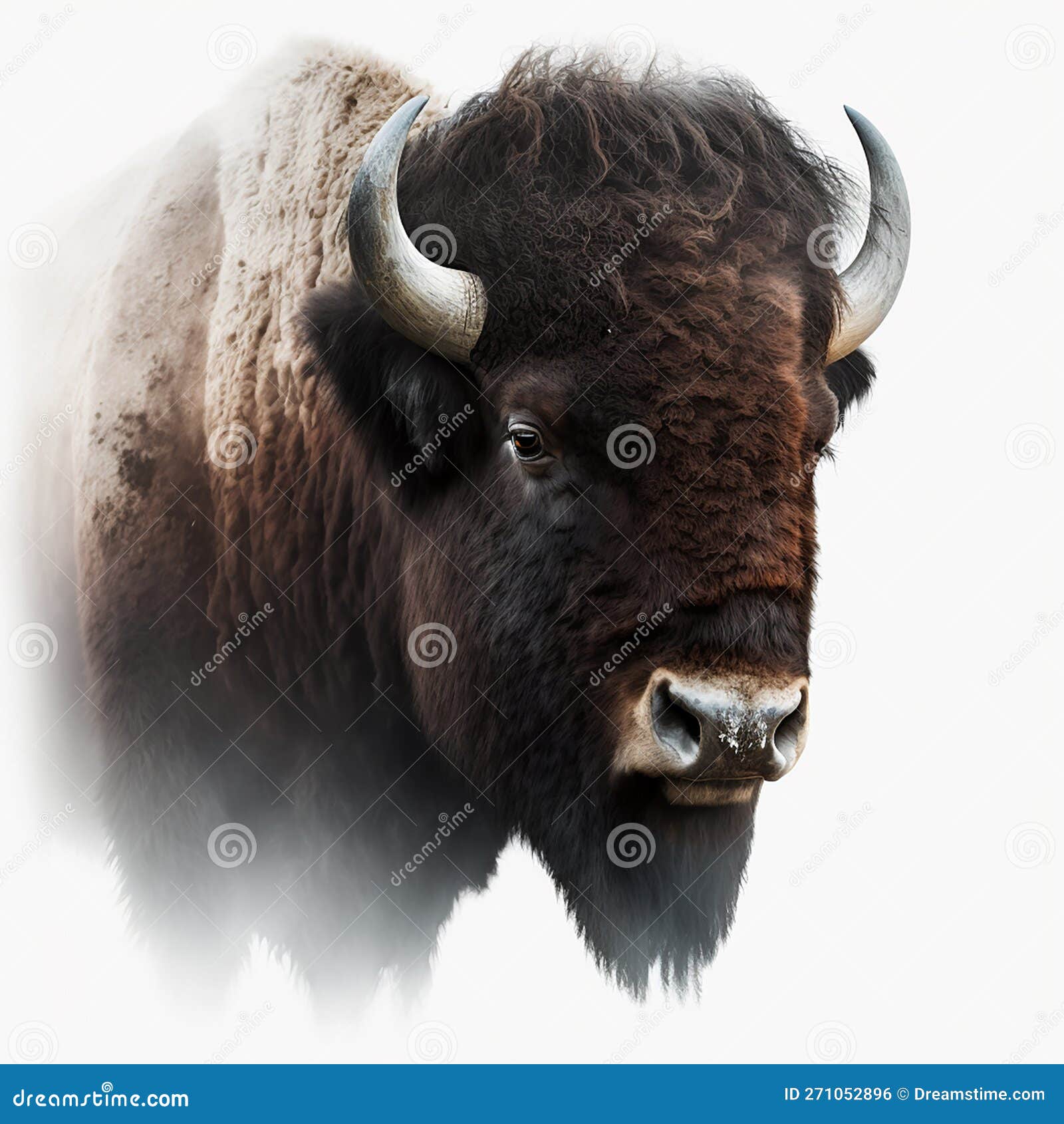 American Bison Head Closeup Portrait Isolated on White, Beautiful ... American Bison Head Closeup Portrait Isolated on White, Beautiful ...