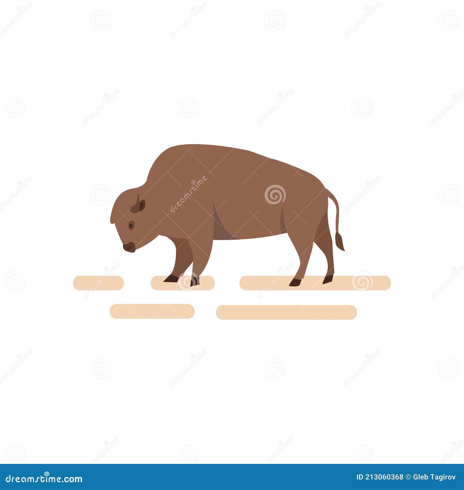 American Bison. Ilustration in Flat Style Stock Vector - Illustration ...