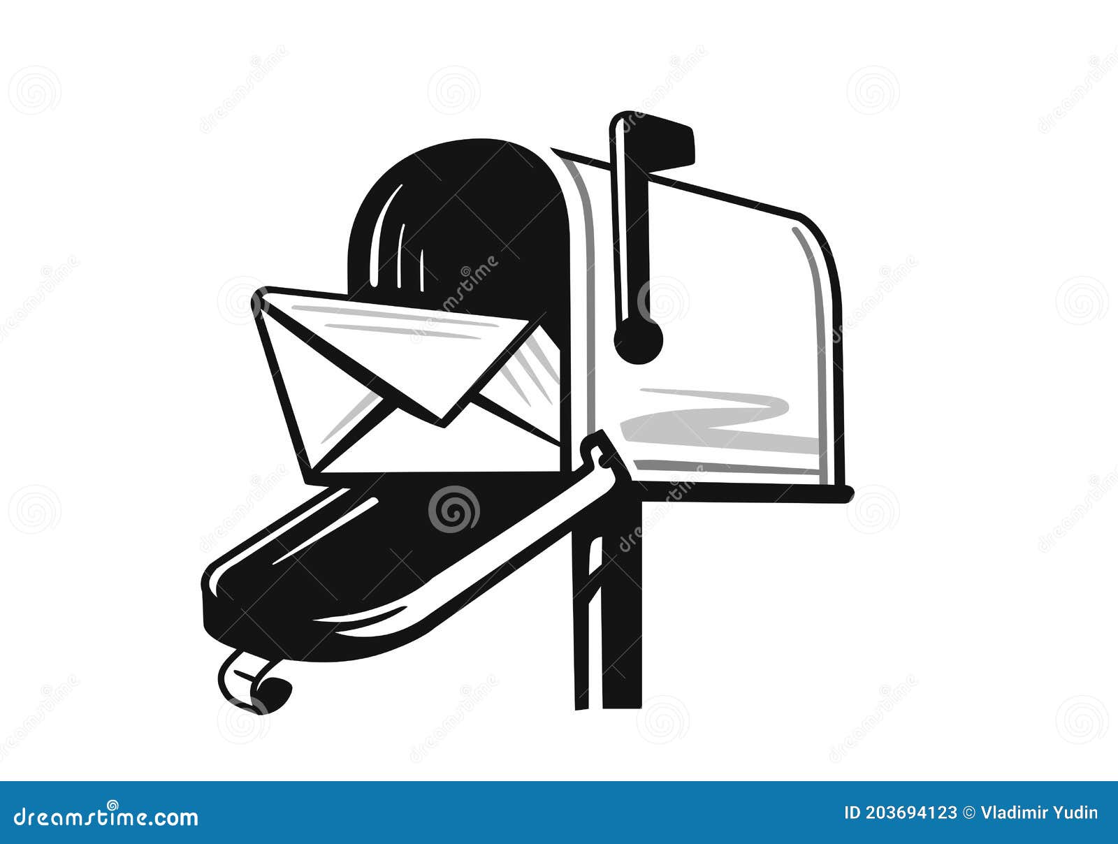 Open Red Mailbox. Mail And Message. Cartoon Flat Illustration. Work ...