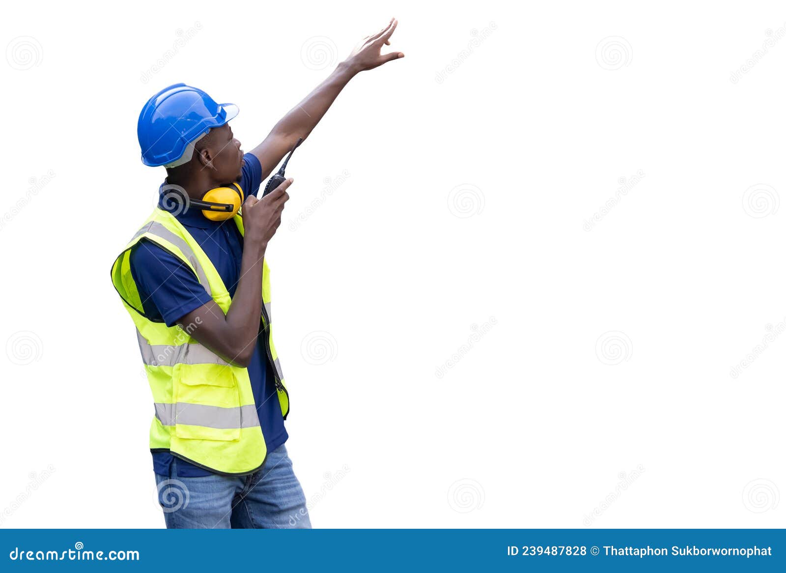 American Black Supervisor Pointing Hand Control Workers Stock Photo ...
