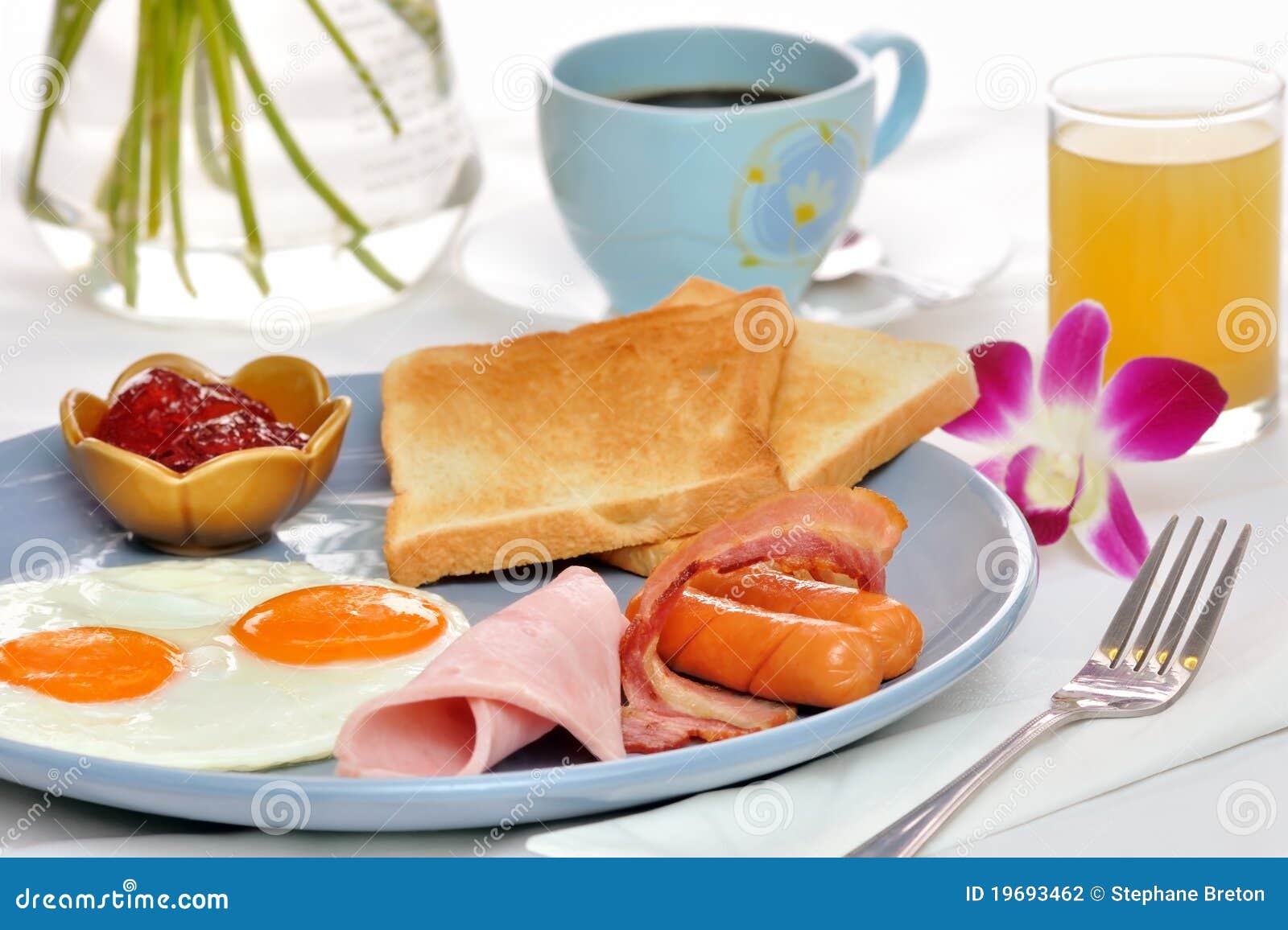 American Breakfast stock photo. Image of toast, flower - 19693462