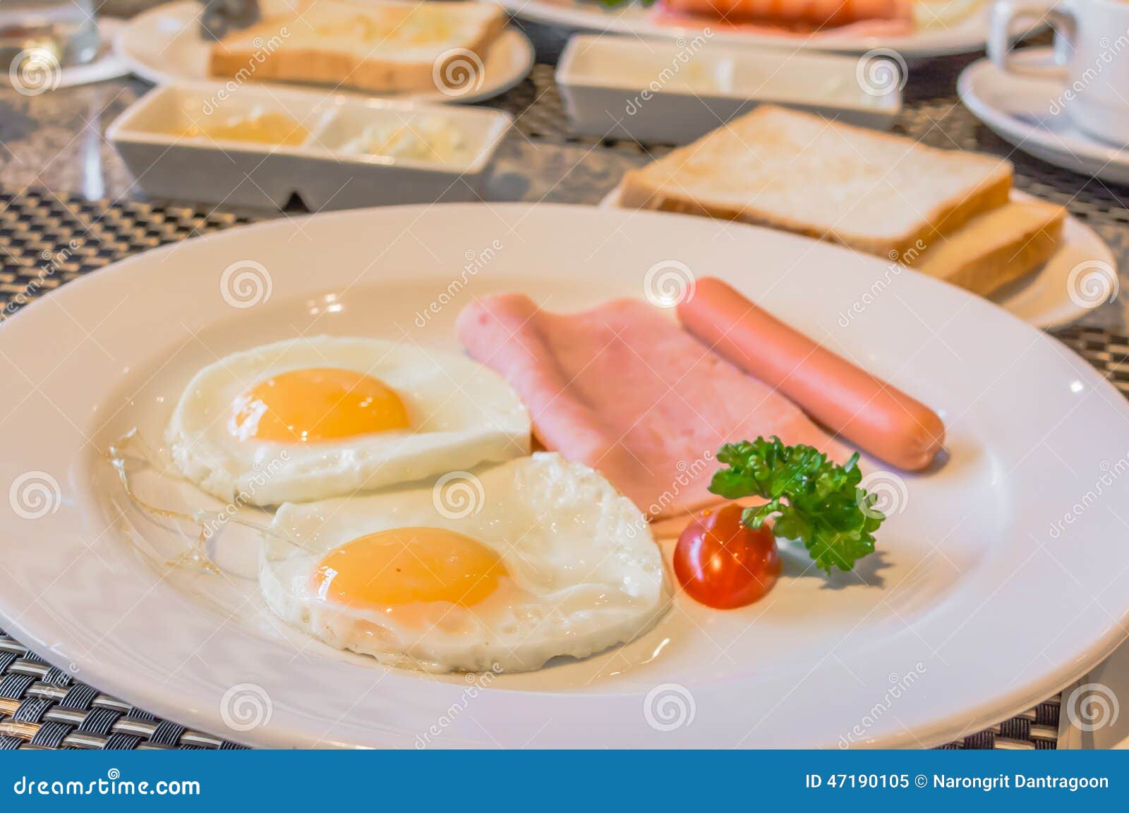 American Breakfast Cooked and Looks Delicious in Restaurant Stock Image ...