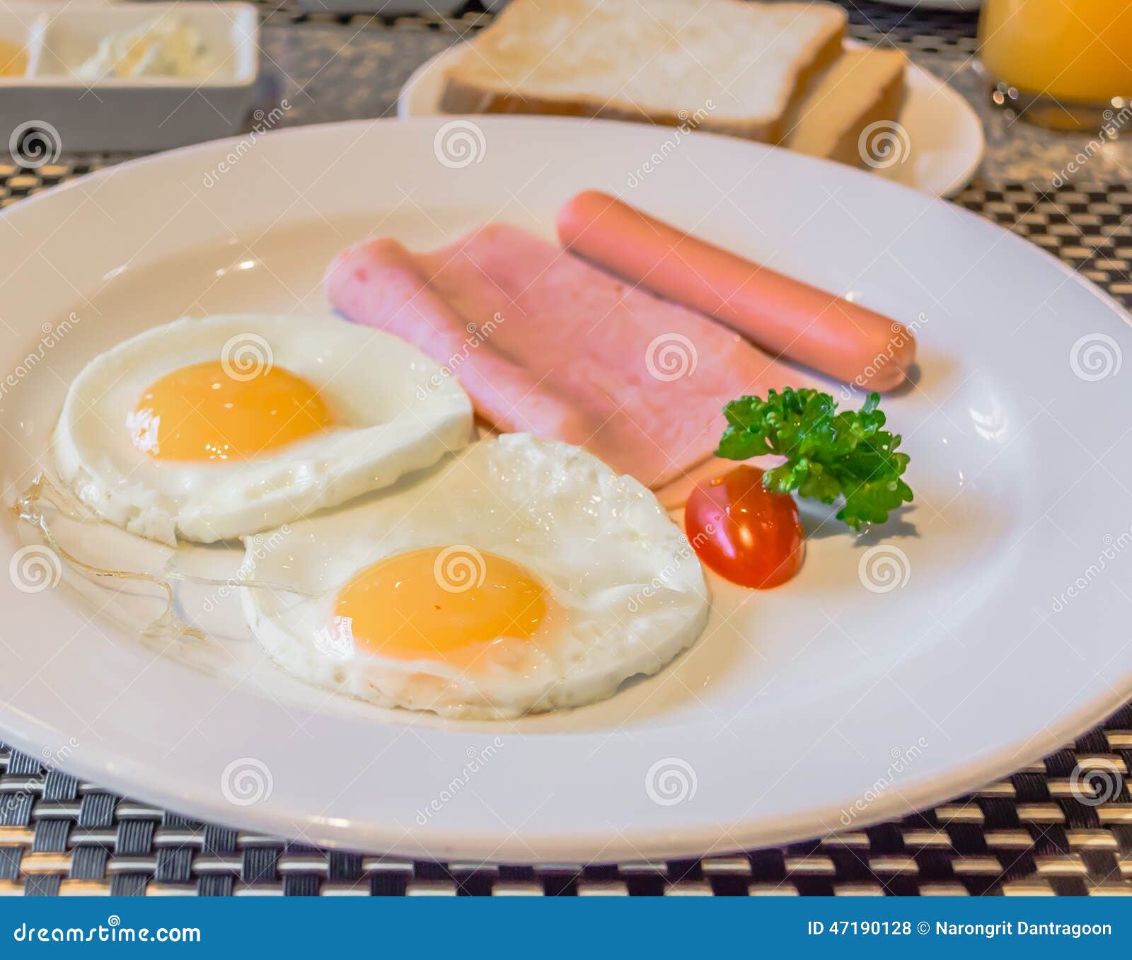 American Breakfast Cooked and Looks Delicious in Restaurant Stock Photo ...