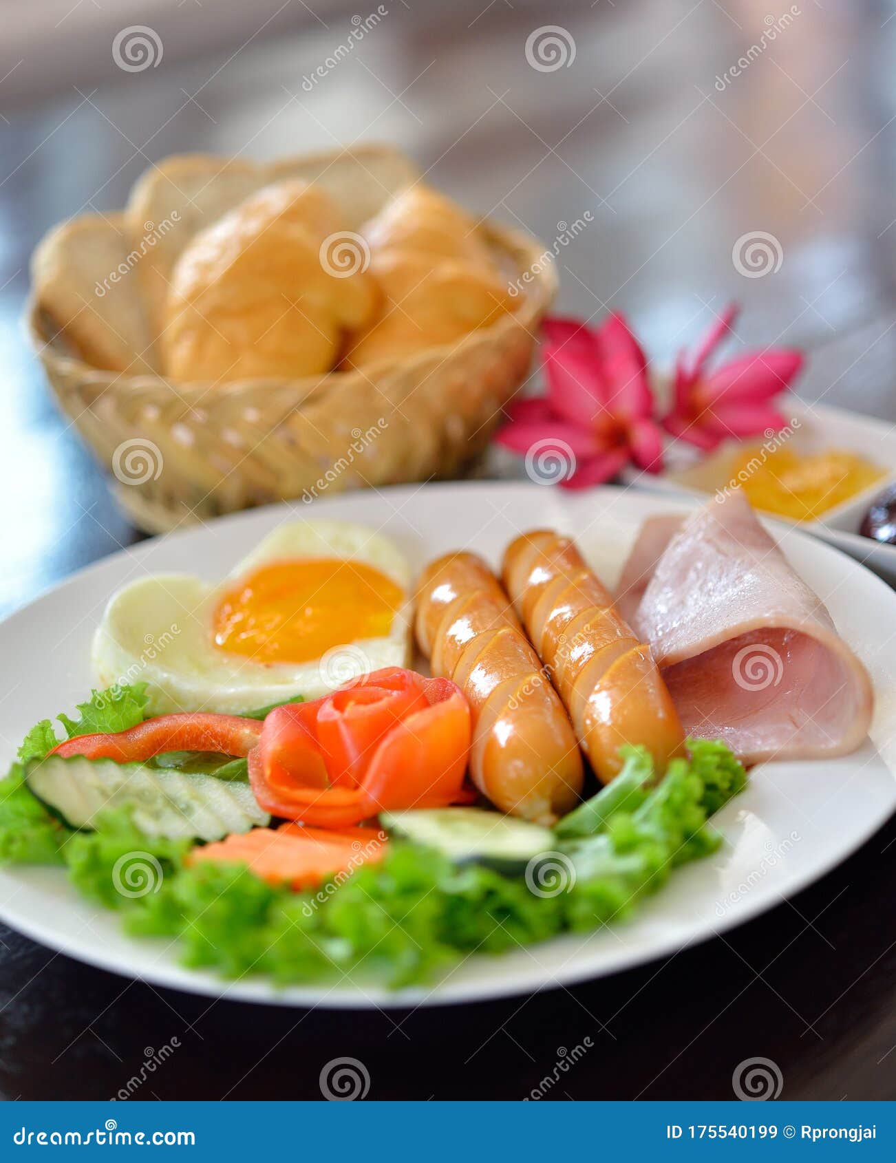 American Breakfast Ham Bacon Egg and Sausage Stock Image - Image of ...