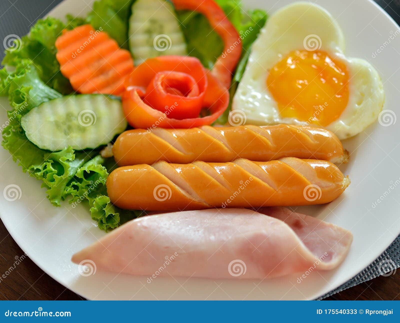 American Breakfast Ham Bacon Egg and Sausage Stock Image - Image of ...