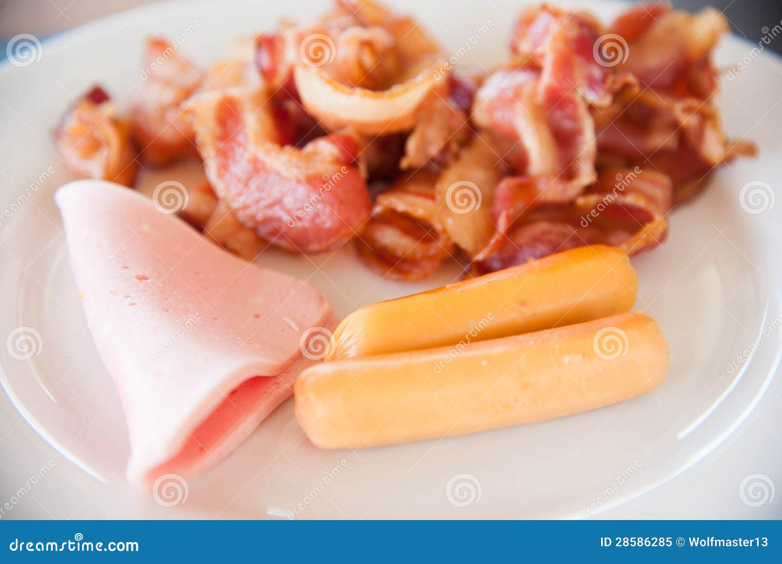 American Breakfast : Ham, Bacon and Sausage Stock Image - Image of ...