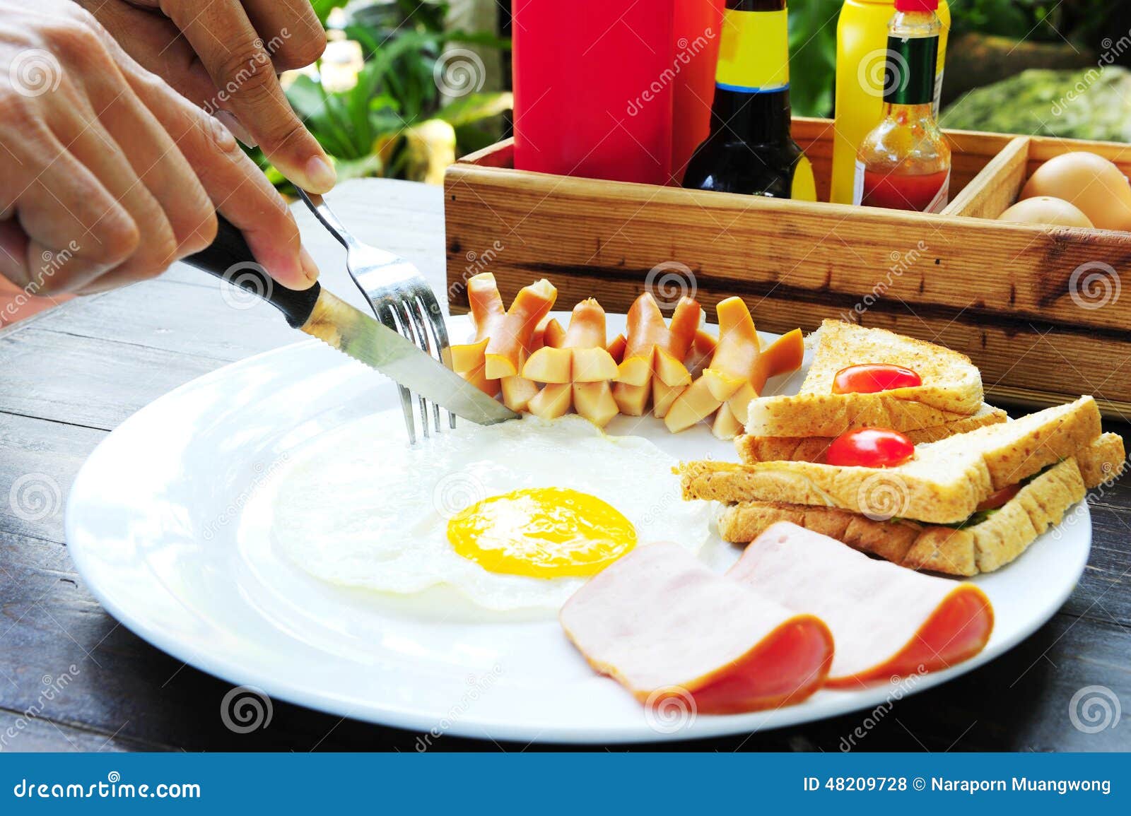 American breakfast stock photo. Image of buttered, potato - 48209728