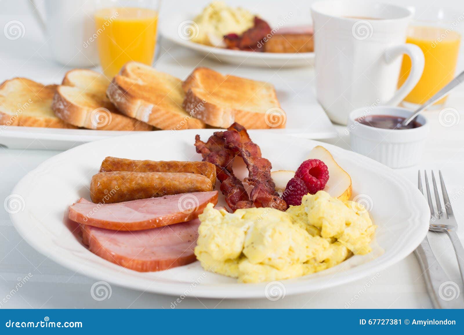 American breakfast for two stock image. Image of orange - 67727381