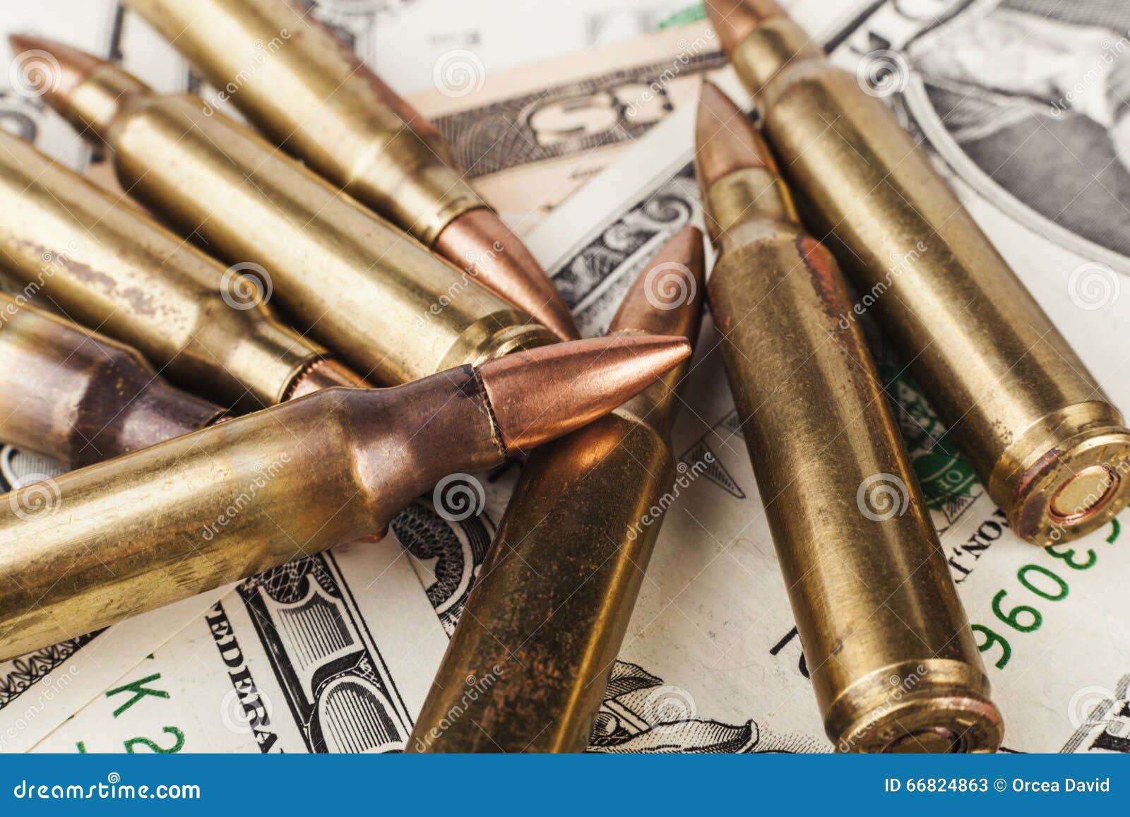 American Bullets on Dollars Stock Image - Image of ammunition, flag ...