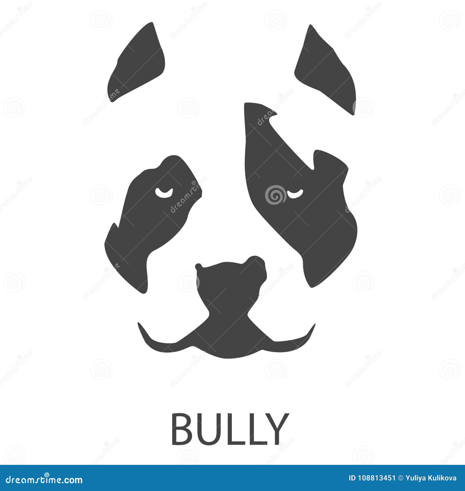 Vector Image of Head Dog the American Bully Stock Vector - Illustration ...