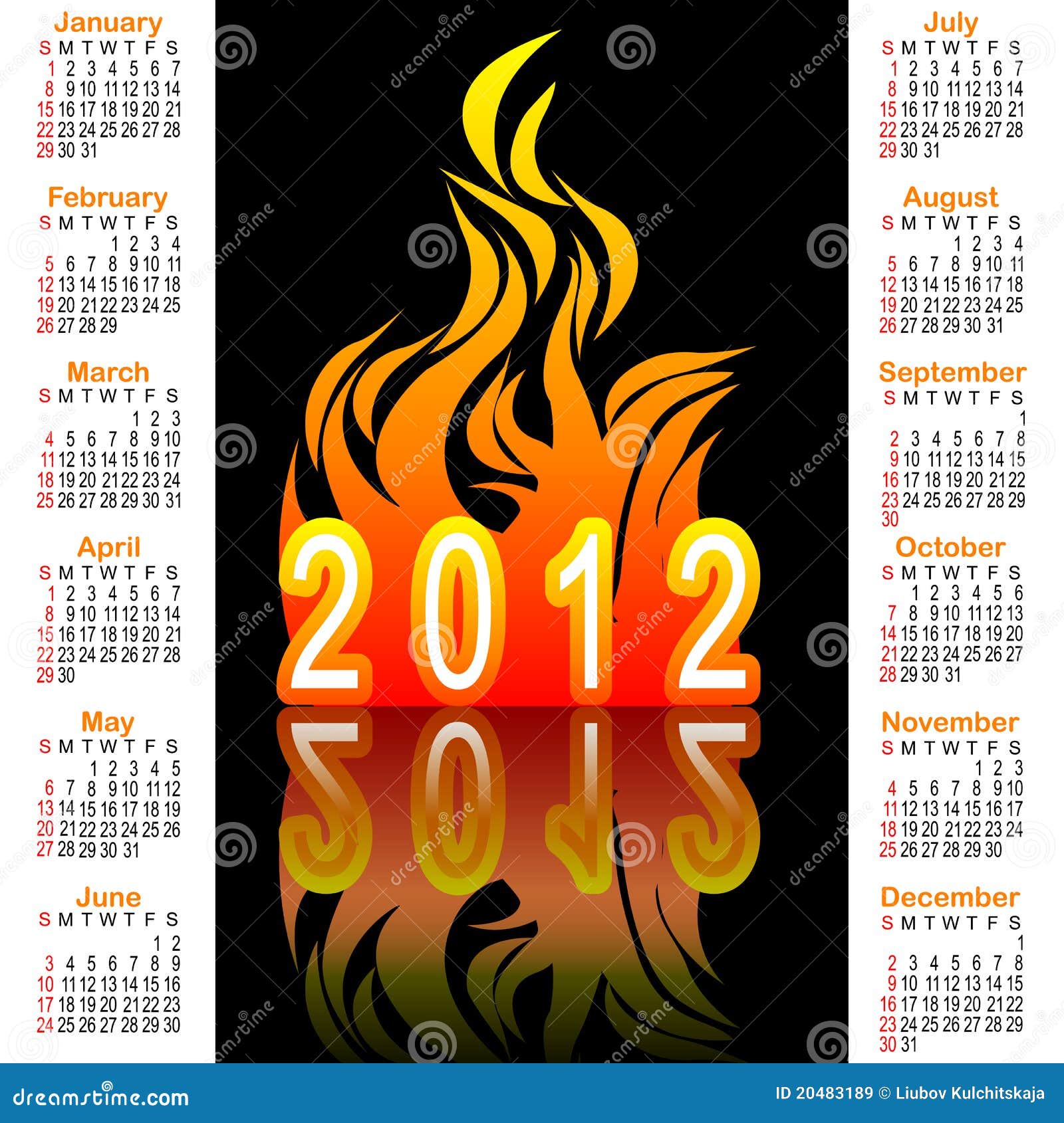 American calendar 2012. stock vector. Illustration of american - 20483189