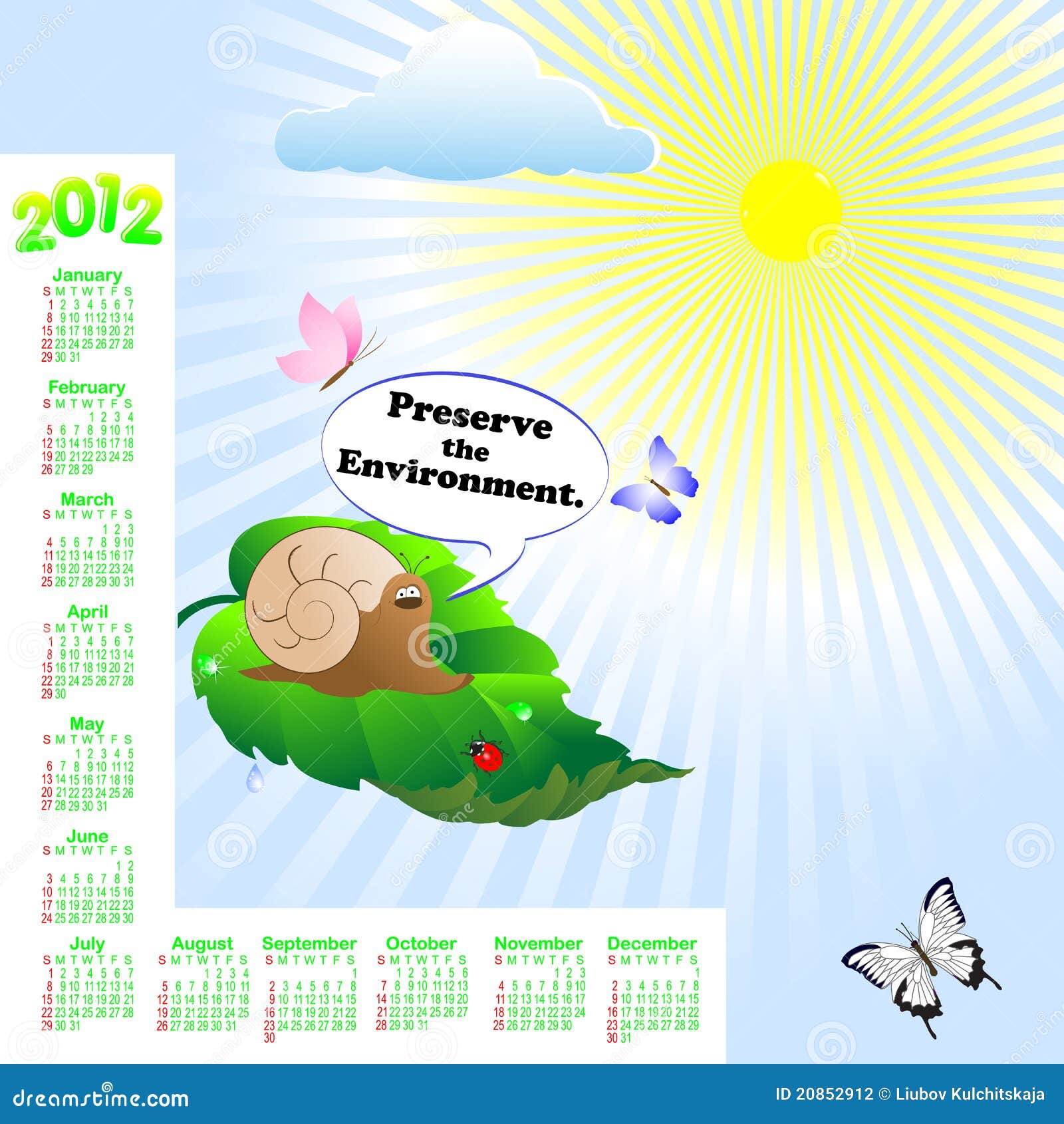 American calendar 2012. stock vector. Illustration of business - 20852912