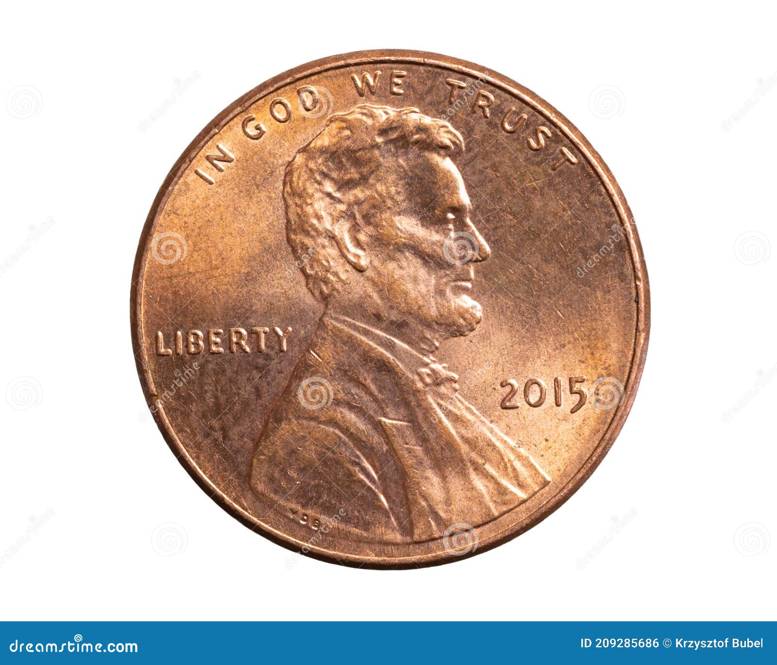 1 American Cent Coin on a White Background Stock Photo - Image of ...