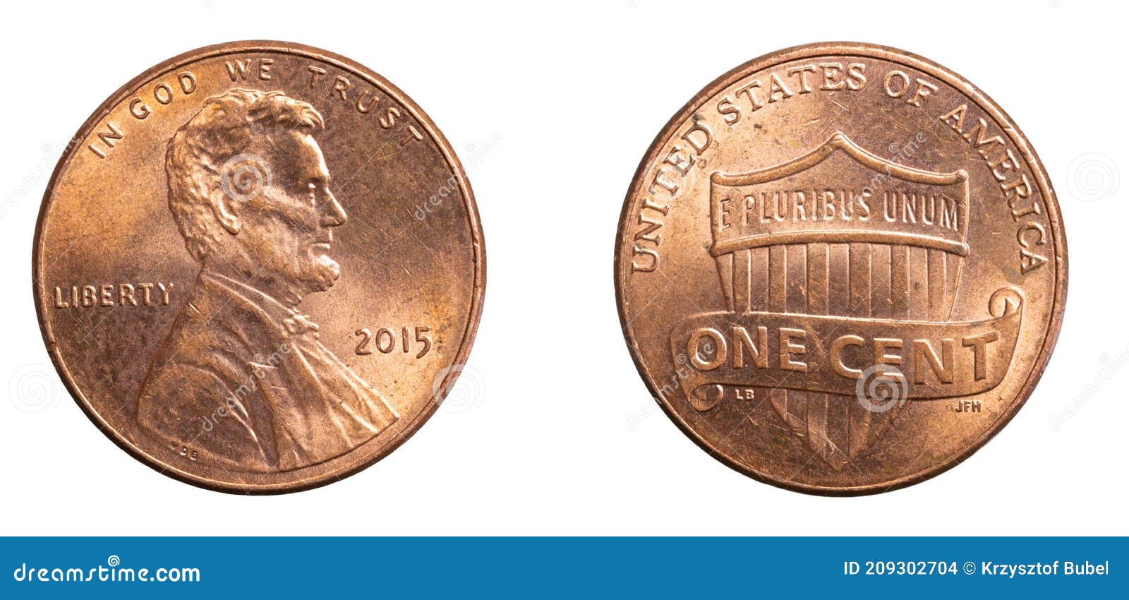 1 American Cent Coin on a White Background Stock Photo - Image of ...
