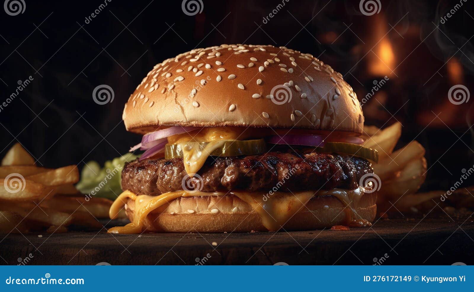 American Cheese Burger Presented for Display Generative Ai Stock ...