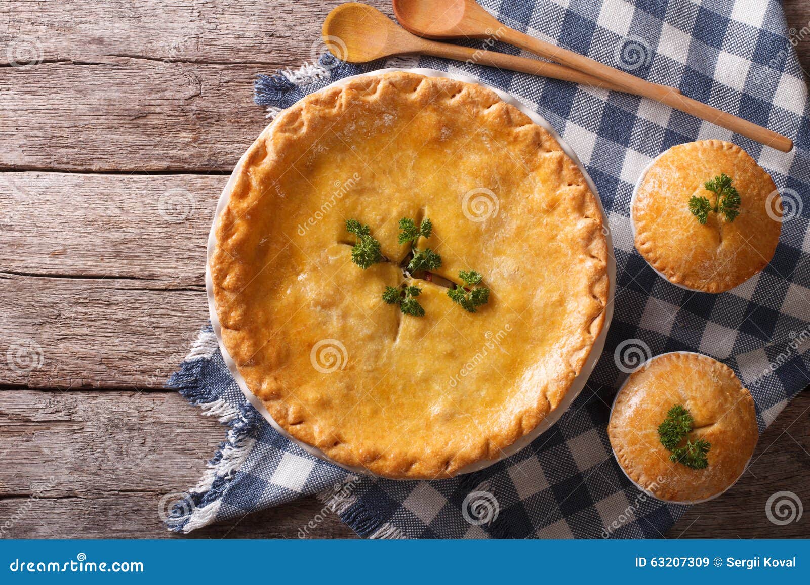American Chicken Pot Pie on the Table. Horizontal Top View Stock Image ...