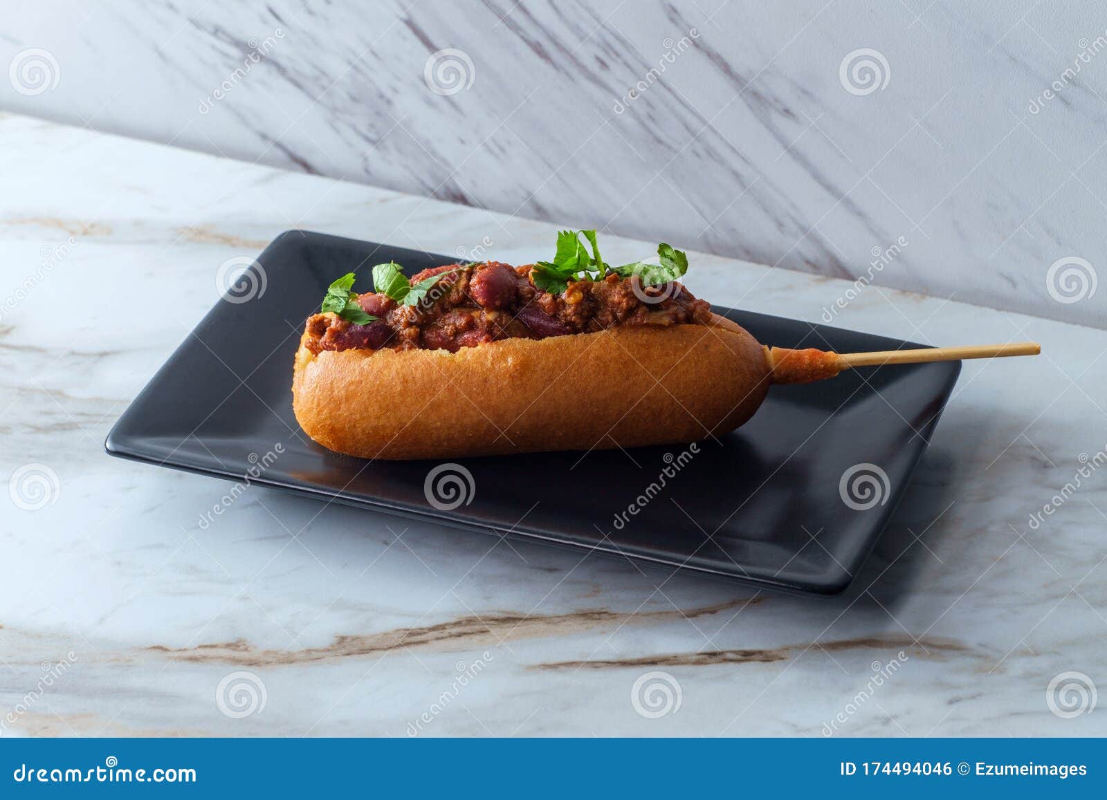 American Chili Corn Dog stock photo. Image of beef, hotdog - 174494046