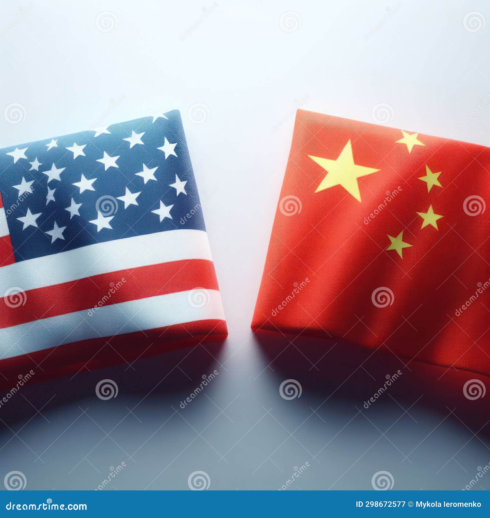 American and Chinese Flag Together on a Light Colored Background. Stock ...