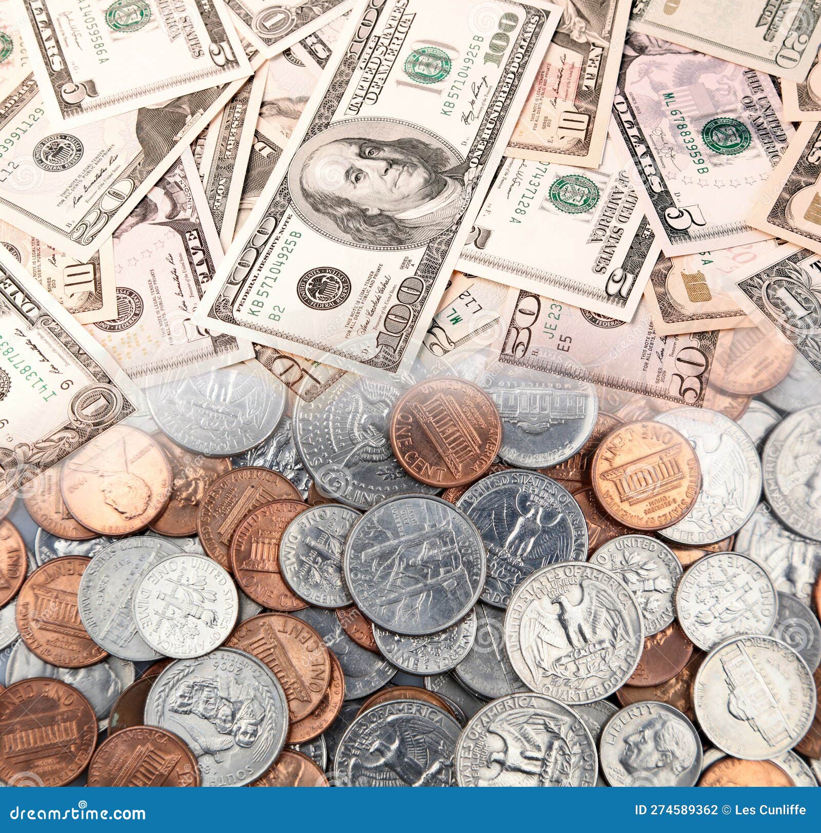 American Coins and Banknotes Stock Photo - Image of dollars, lots ...