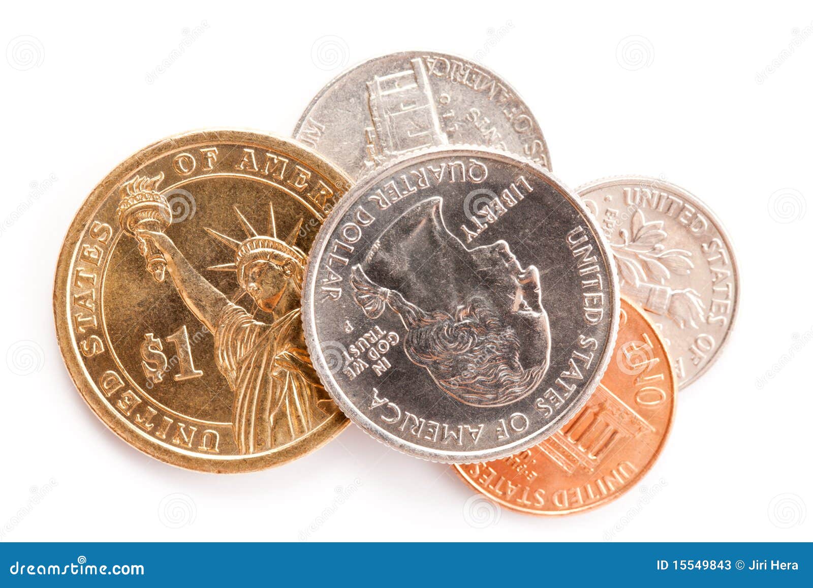 American Coins on White Background Stock Image - Image of isolated ...