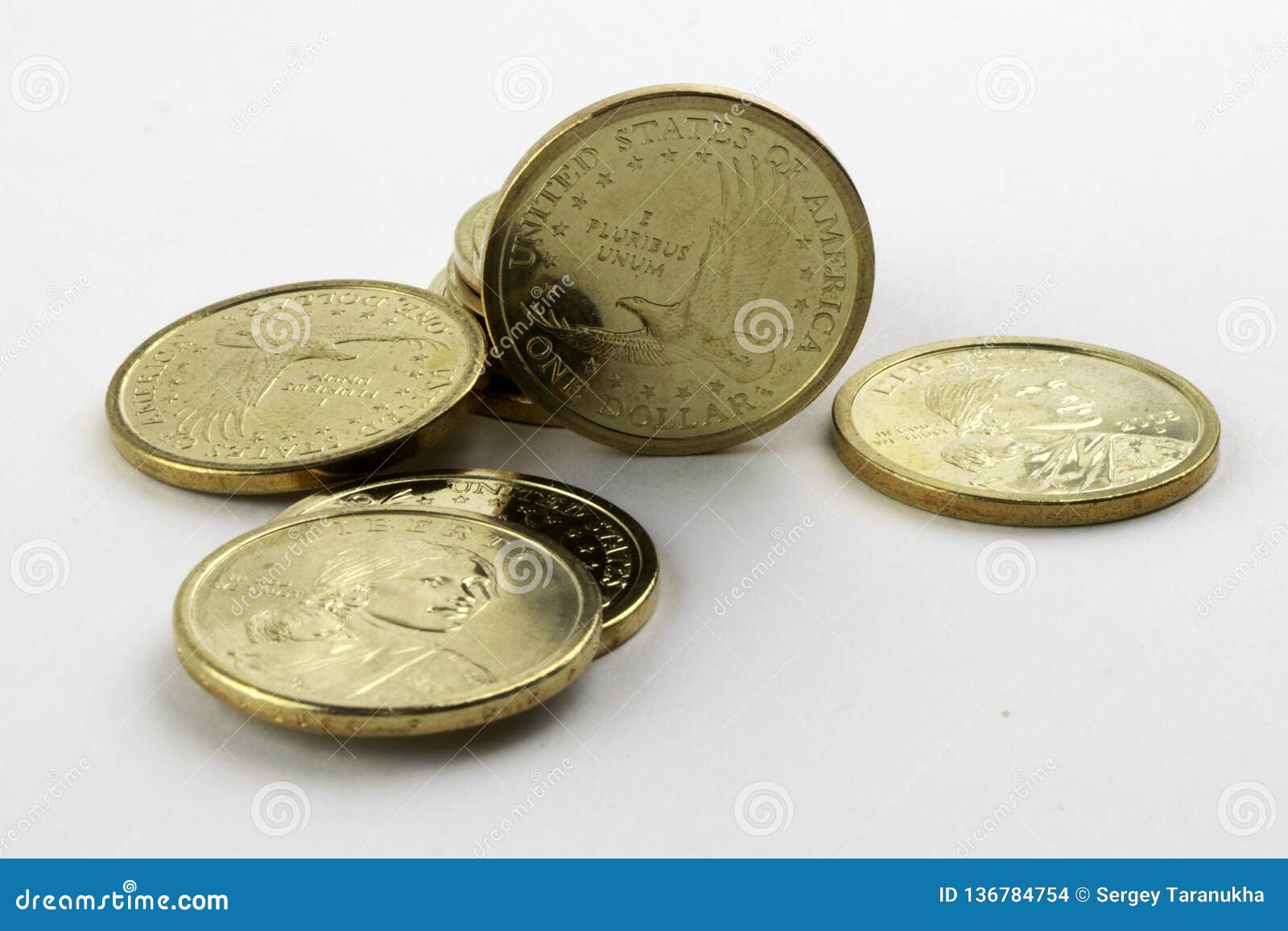 American Coins on a White Background Stock Photo - Image of american ...