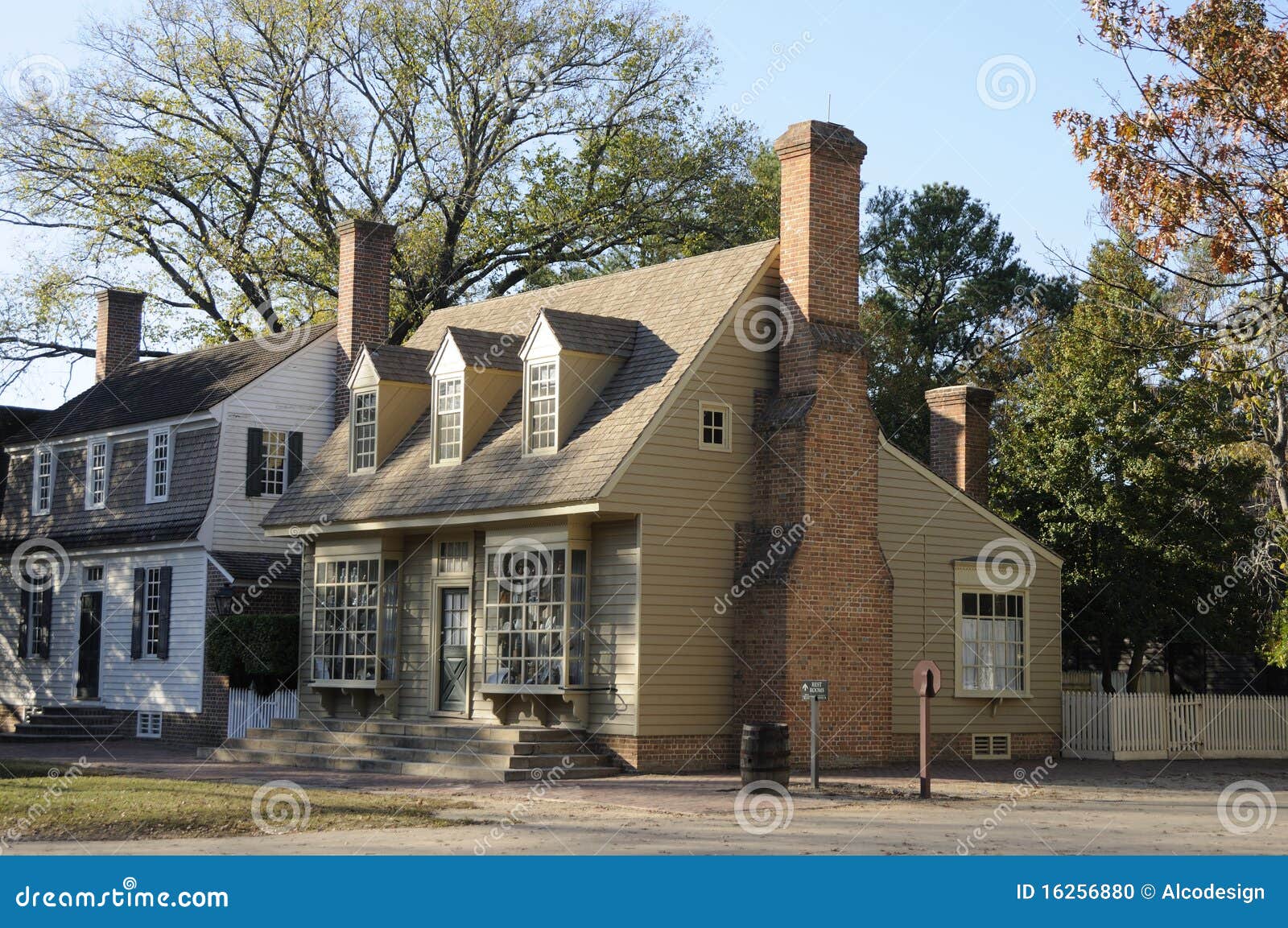 American colonial houses stock photo. Image of trees - 16256880