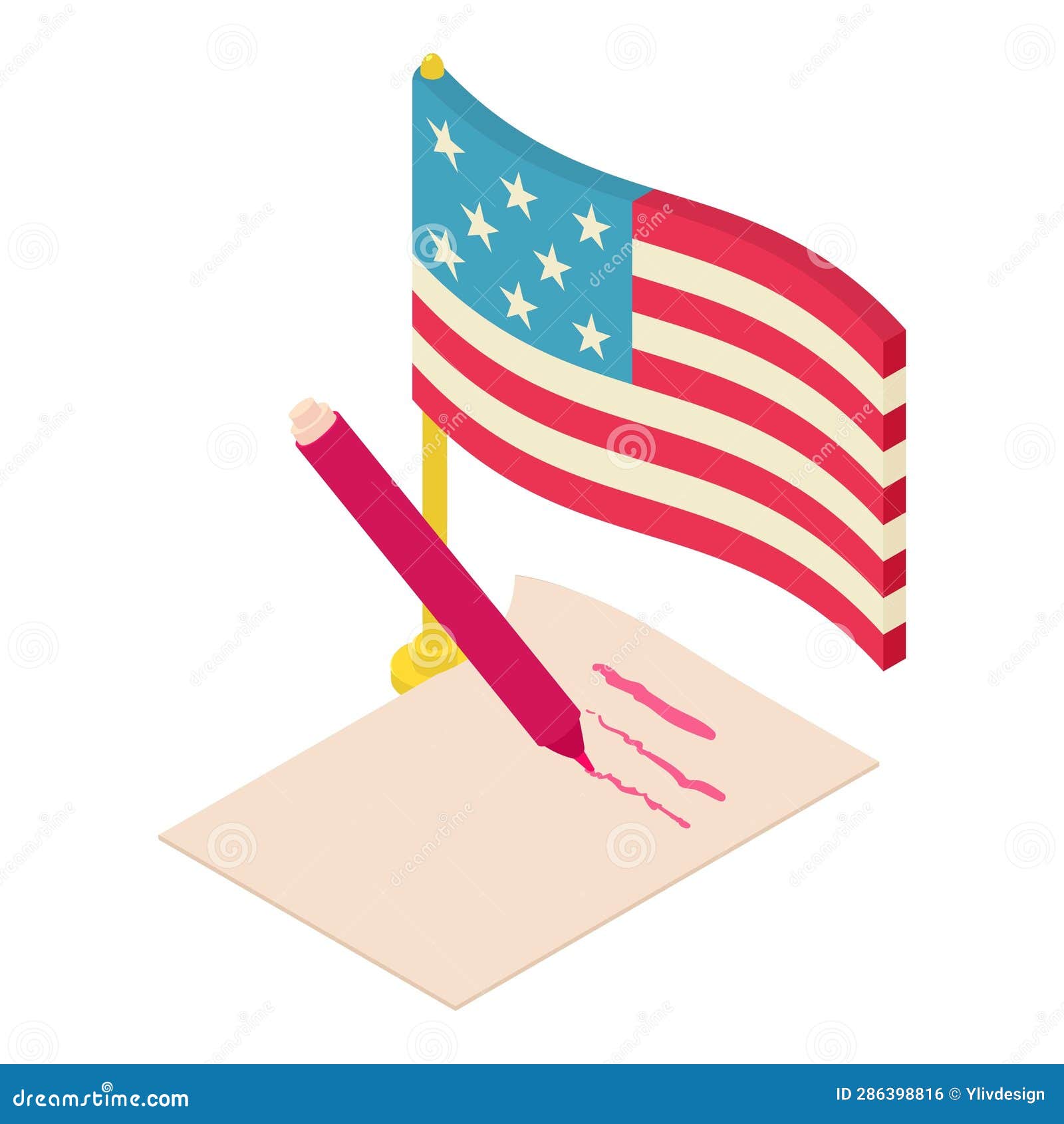 American Constitution Icon Isometric Vector. American Flag and ...