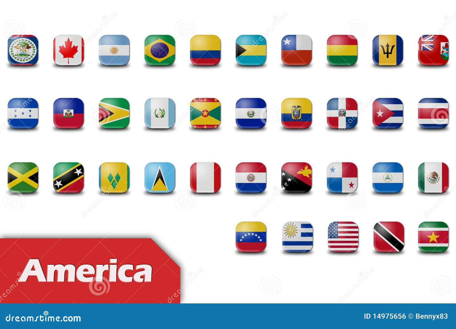 American continent flags stock illustration. Illustration of north ...
