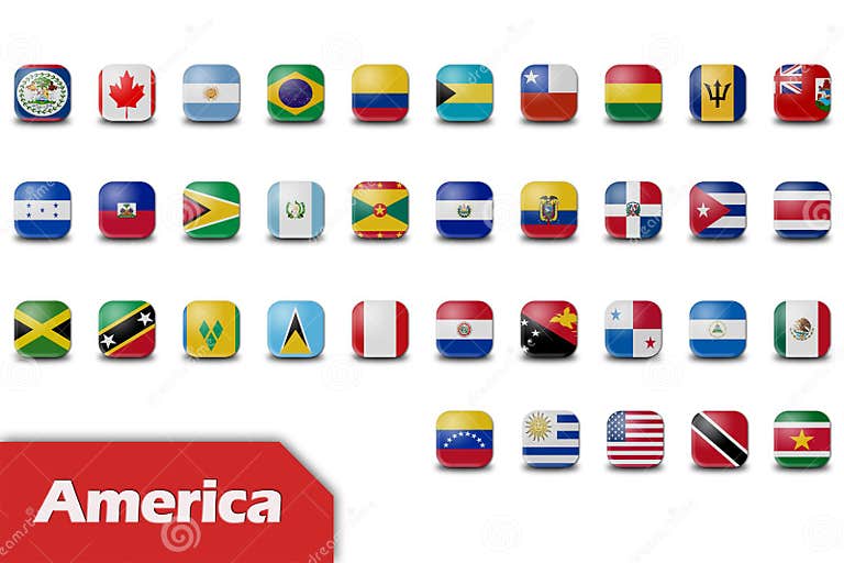 American continent flags stock illustration. Illustration of north ...