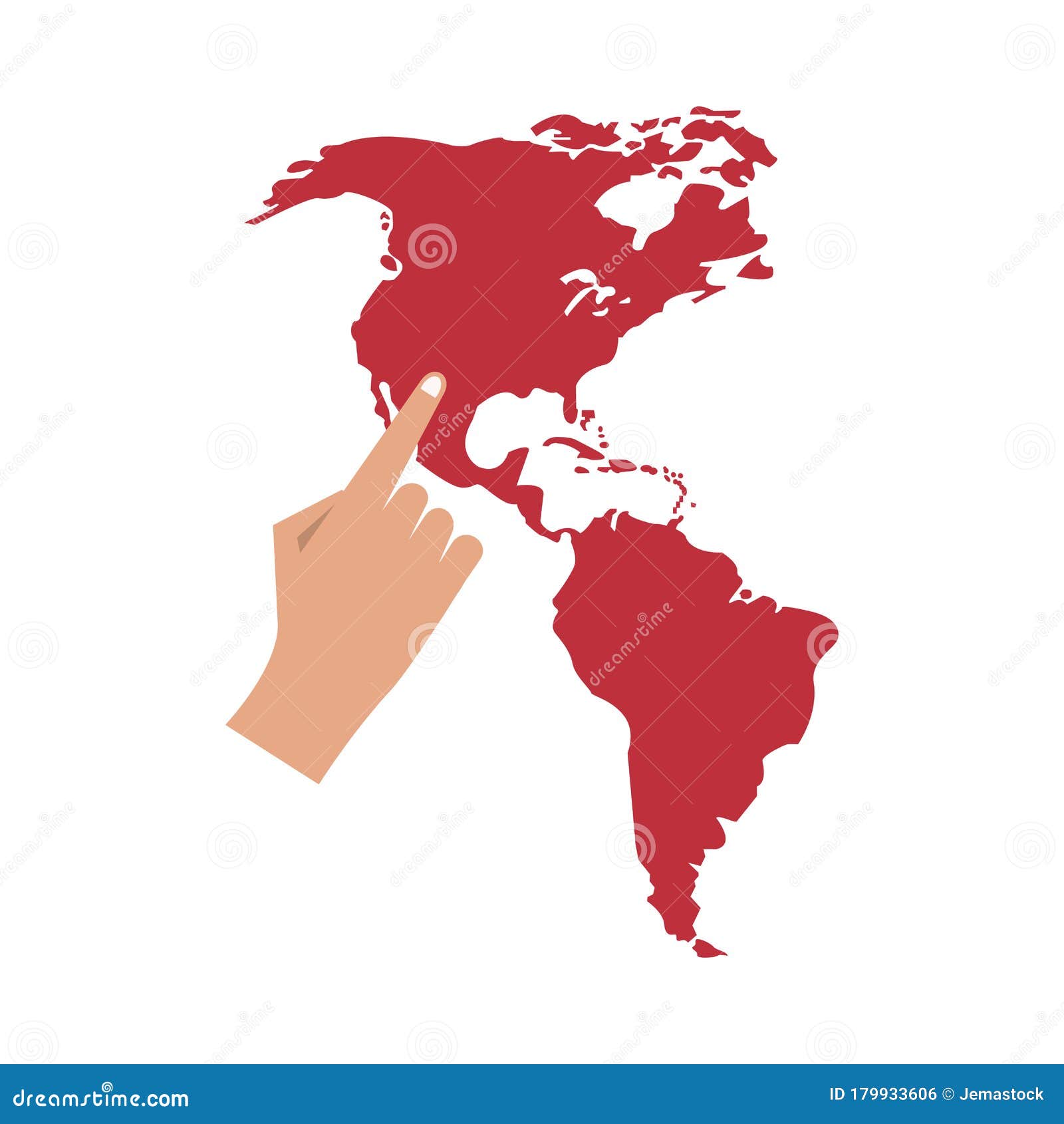 American Continent Map with Hand Index Stock Vector - Illustration of ...