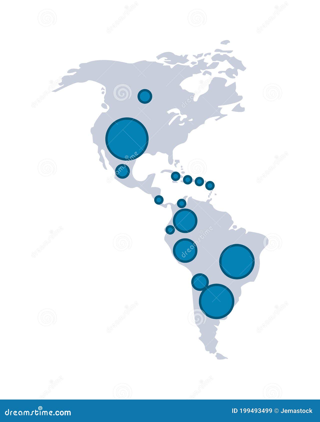 American Continent with Pins Locations Stock Vector - Illustration of ...