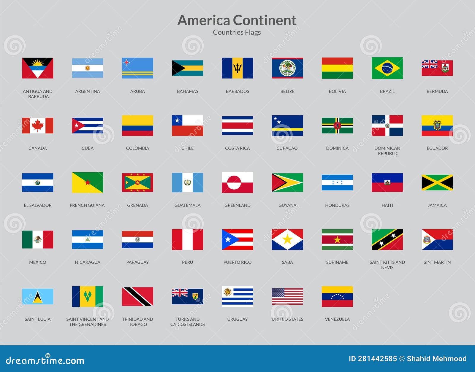 American Continent Rectangle Flag Icon Stock Vector - Illustration of ...