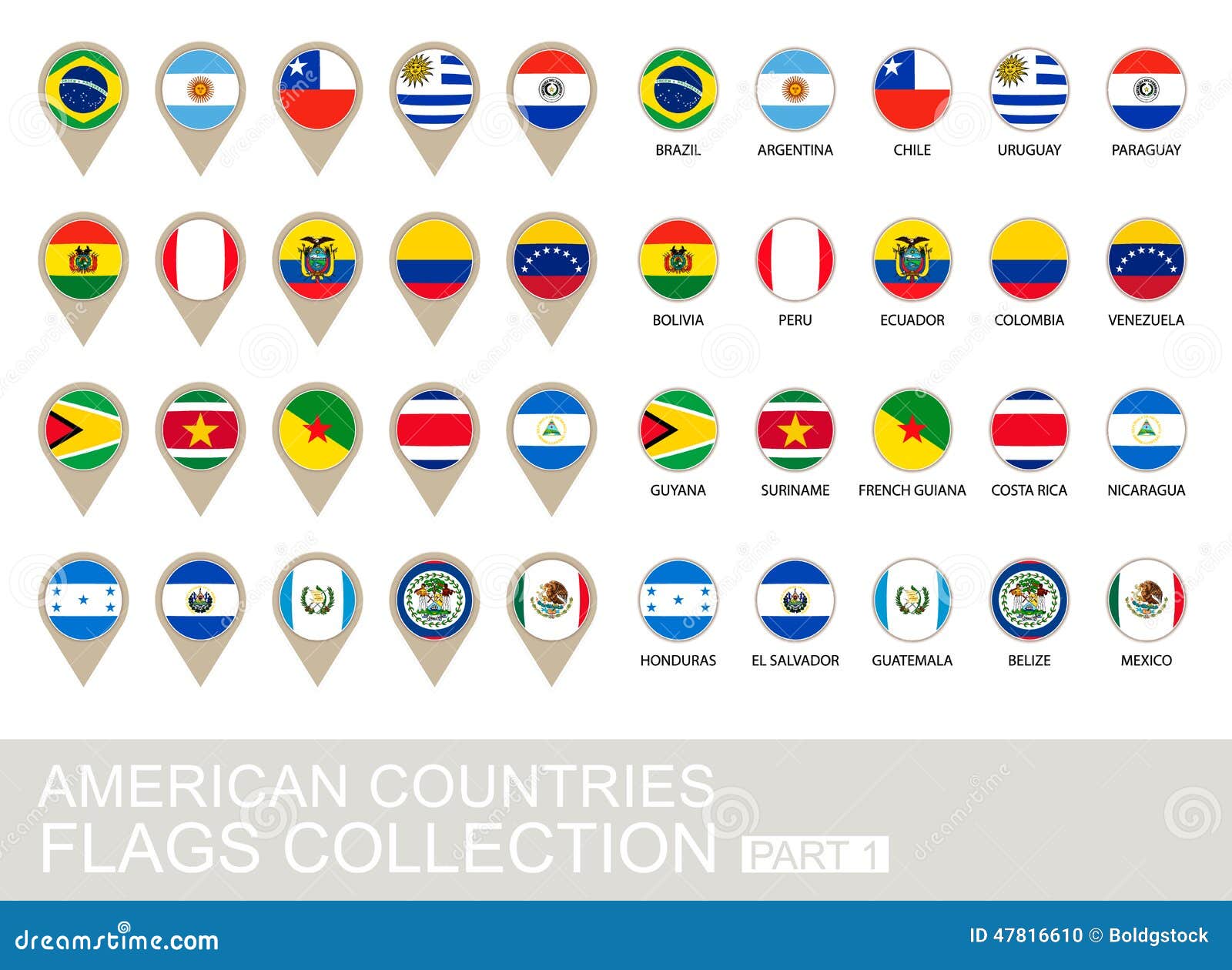 American Countries Flags Collection, Part 1 Stock Vector - Illustration ...