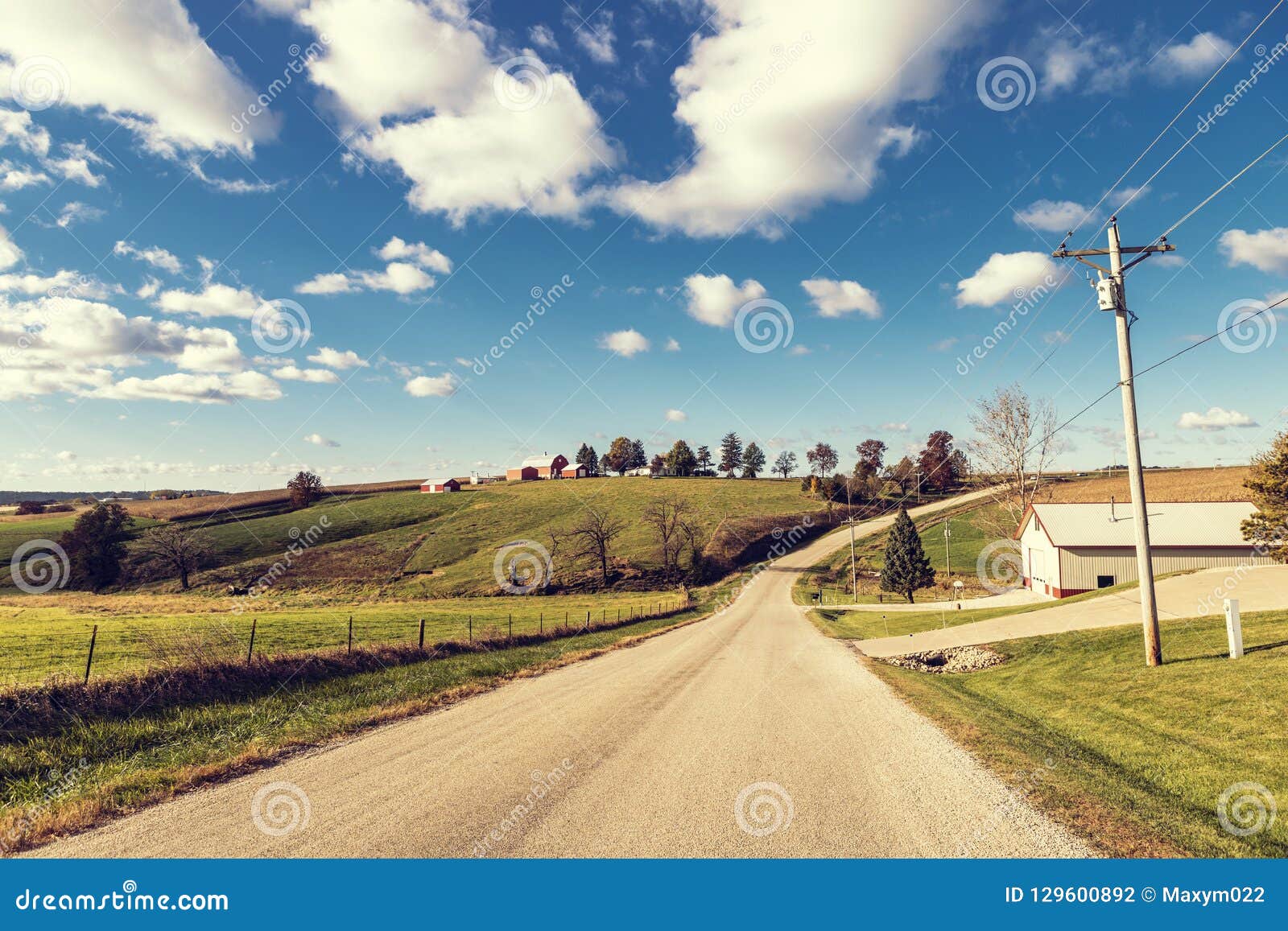American Country Road in Fall Stock Photo - Image of farmland, route ...
