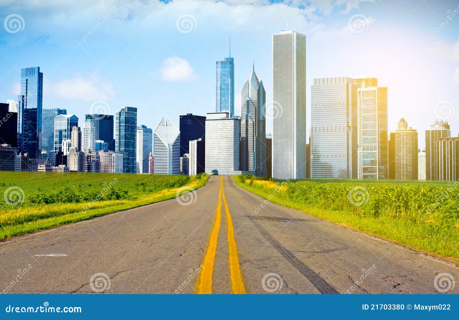 American Country Road on Sunrise Stock Photo - Image of asphalt ...