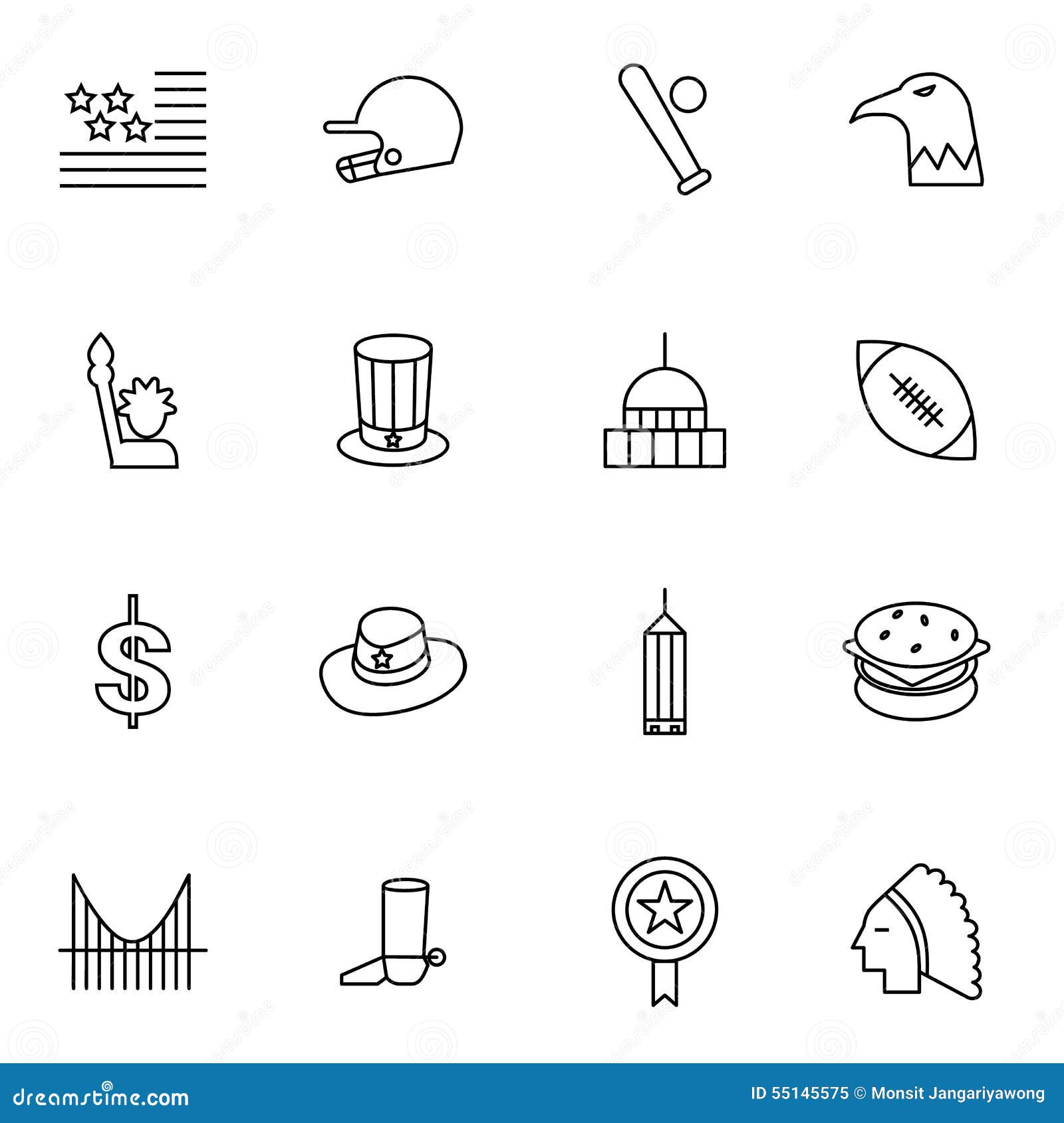 American Culture Icons Set Vector Illustration Stock Vector ...