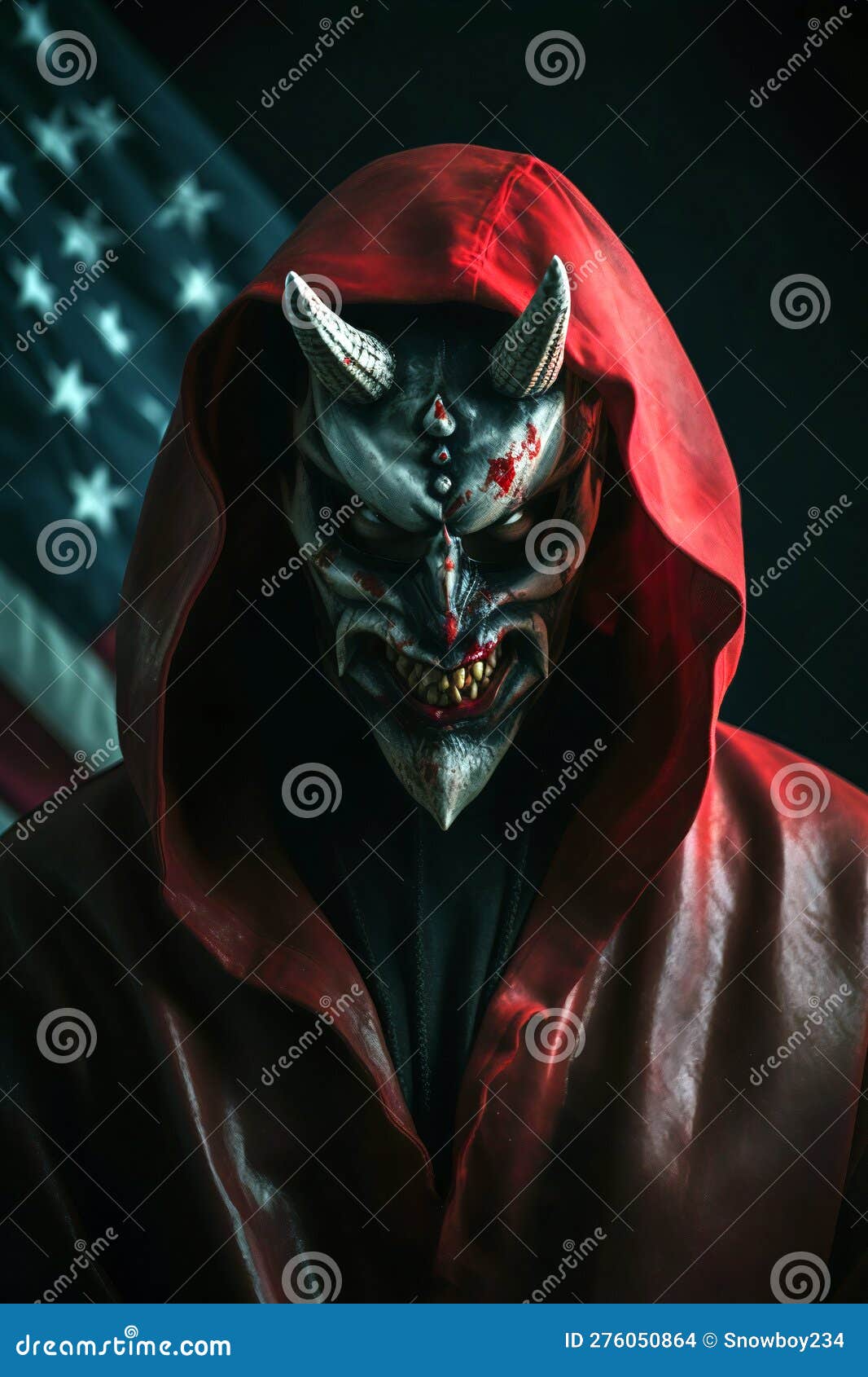 American Devil. Studio Portrait of a Devil Standing in Front of ...
