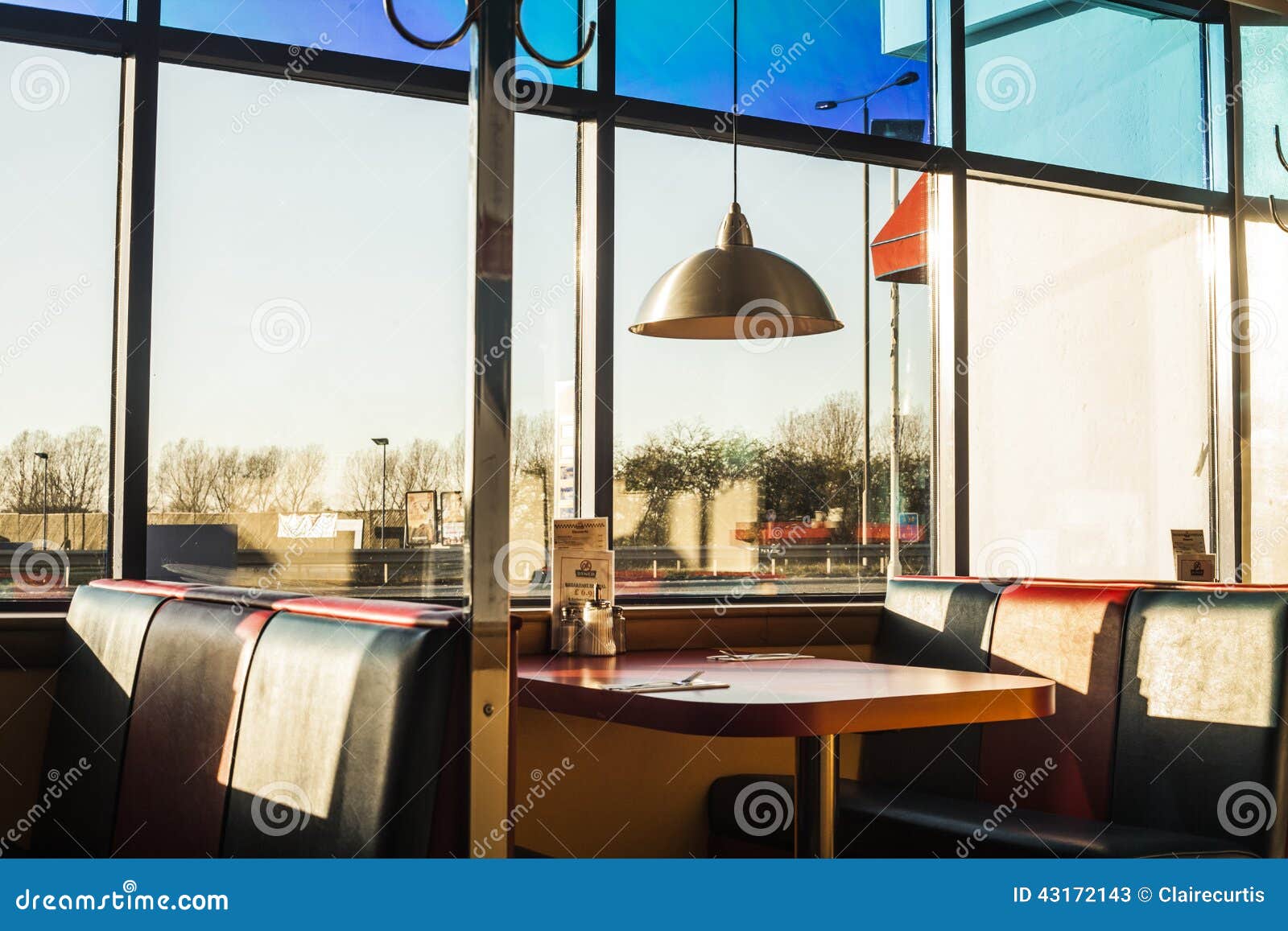 American Diner Interior at Sundown Stock Image - Image of retro ...