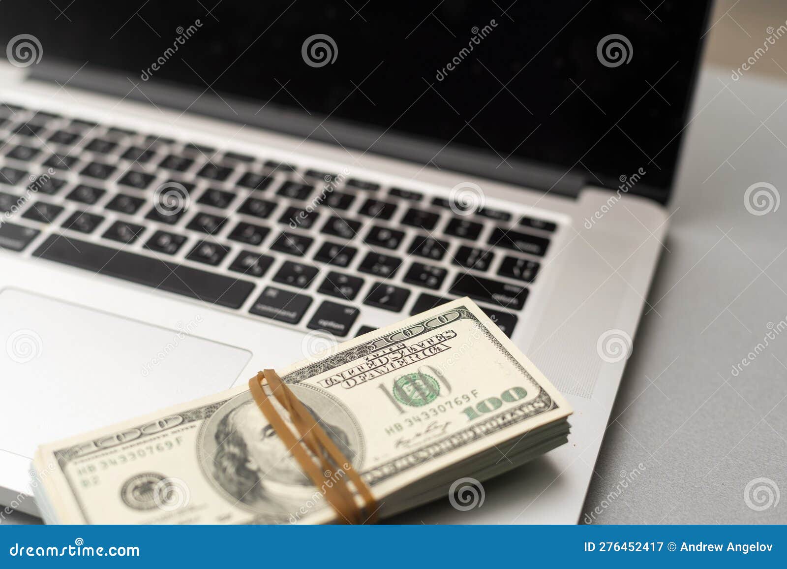 100 American Dollar Bills and Computer Keyboard Stock Image - Image of ...