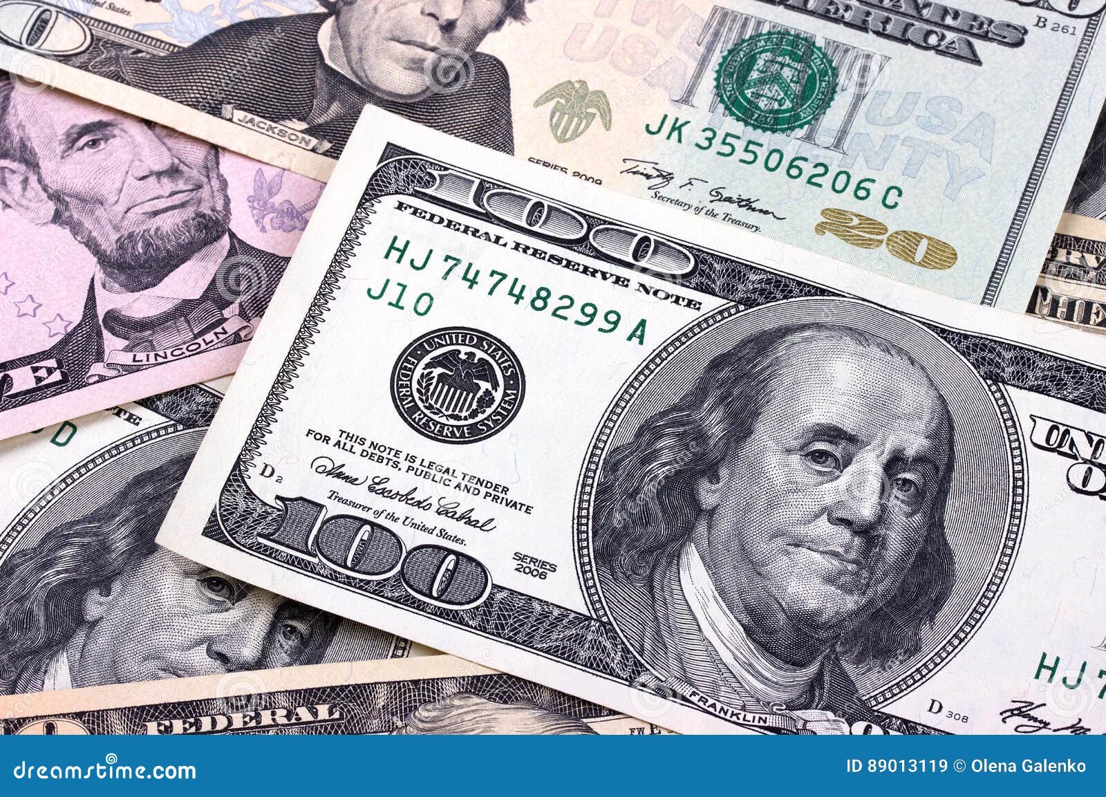 American Dollar Bills of Different Denominations Abstract Background ...