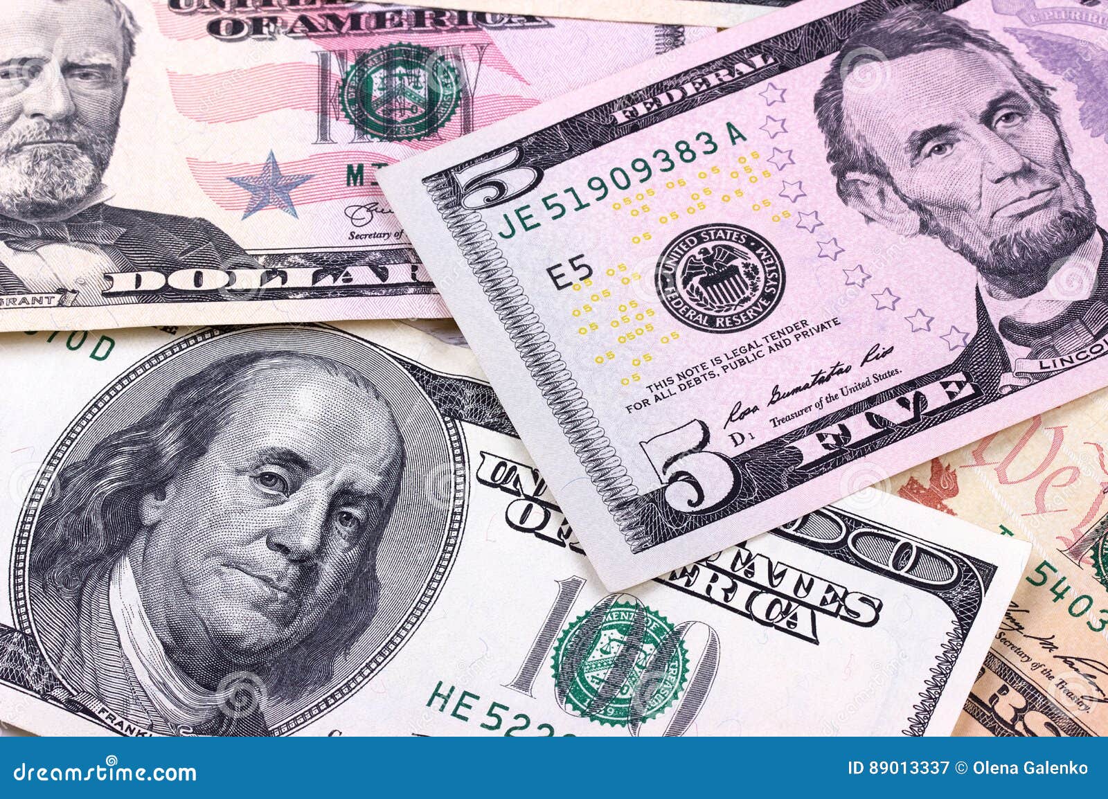 American Dollar Bills of Different Denominations Abstract Background ...