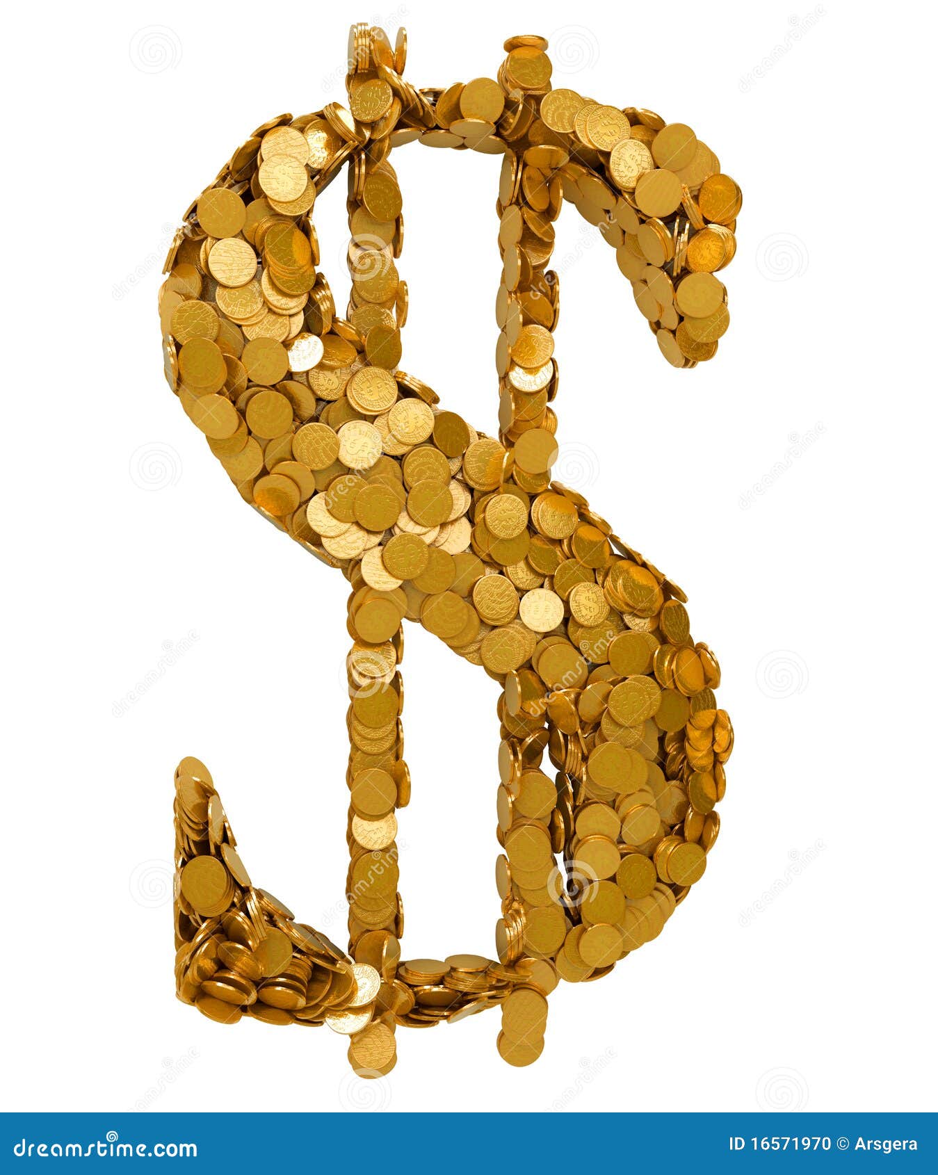 American Dollar Currency Symbol Shaped with Coins Stock Illustration ...