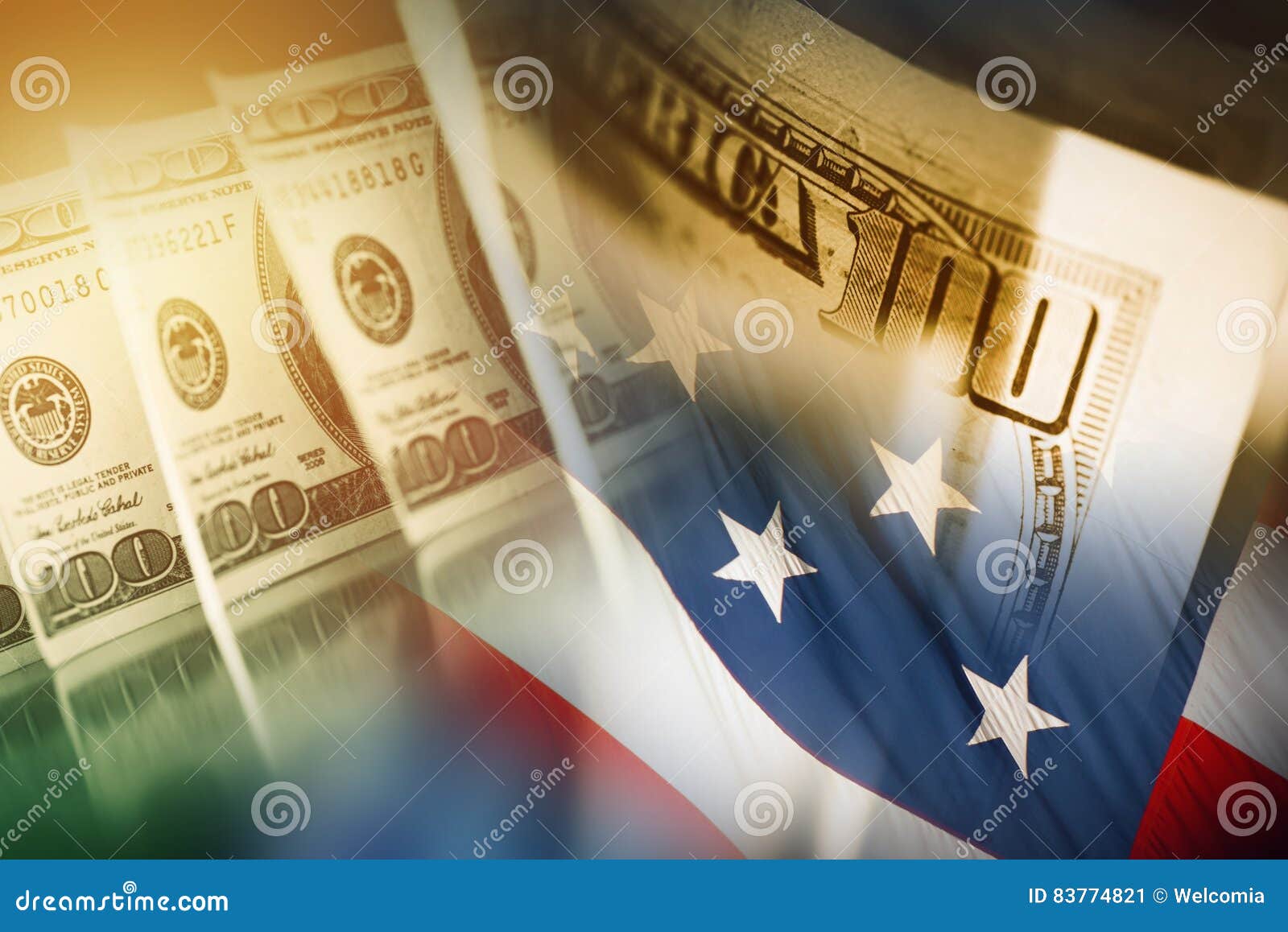 American Dollar and the Flag Stock Image - Image of bill, banking: 83774821