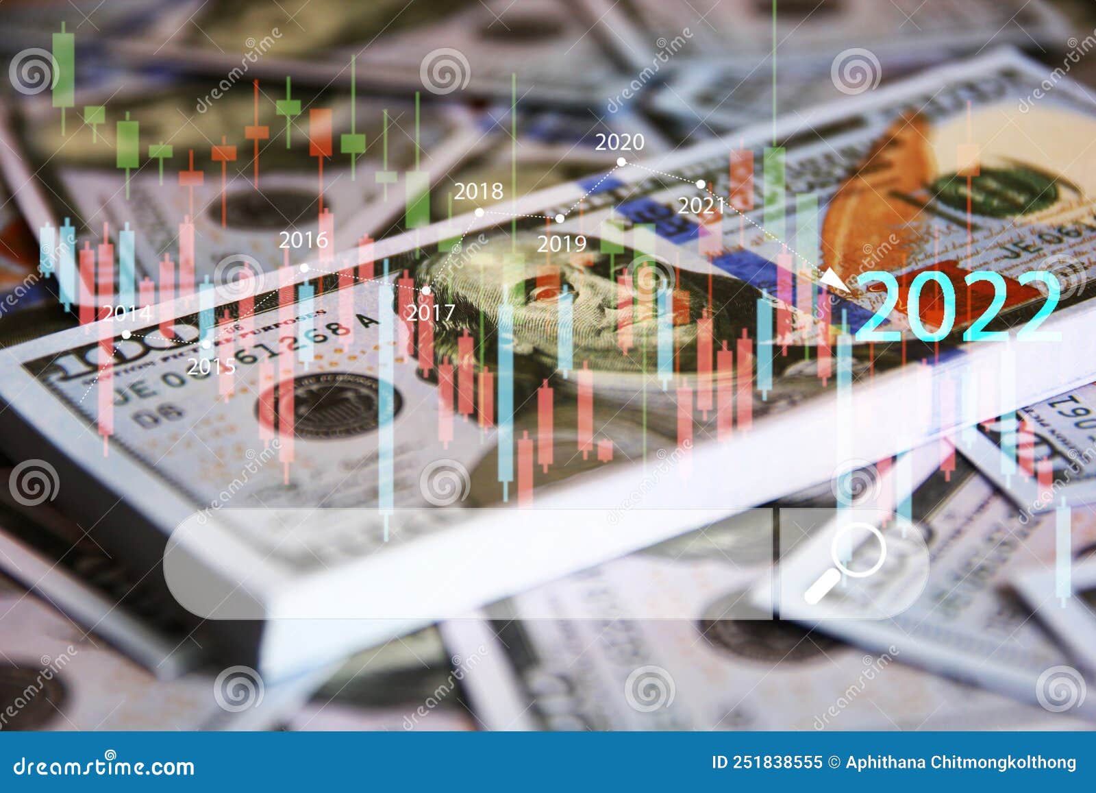 American Dollar Money Background with Current Exchange Trend Graph ...