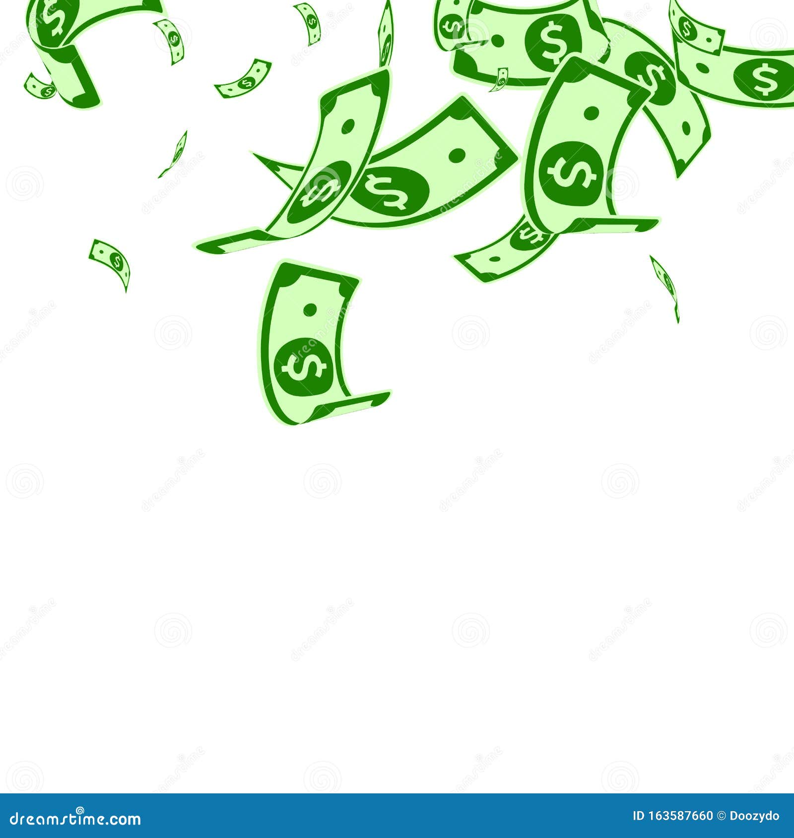 American Dollar Notes Falling. Random USD Bills on Stock Vector ...
