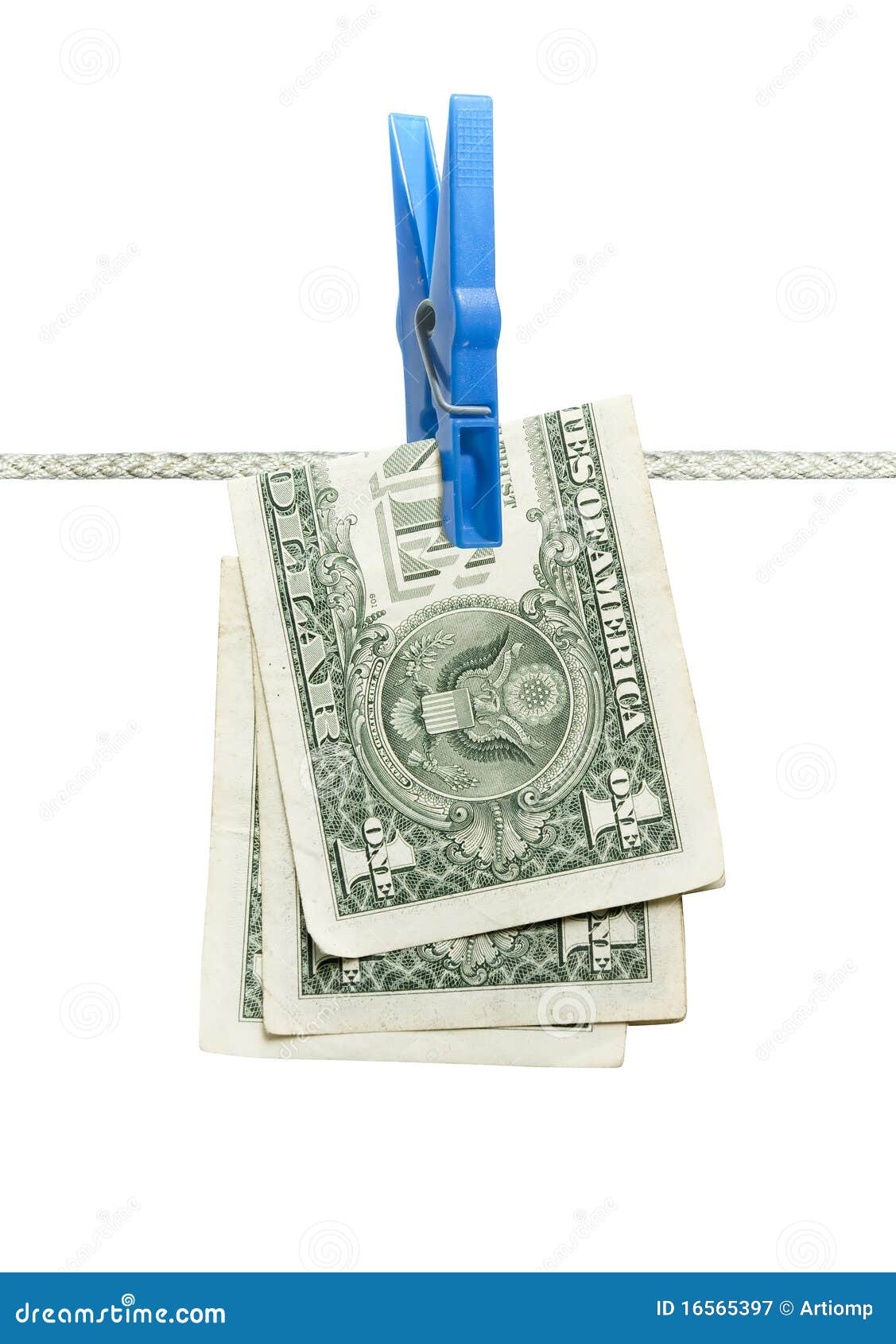 American Dollar on Rope with Clothespin Isolated Stock Image - Image of ...