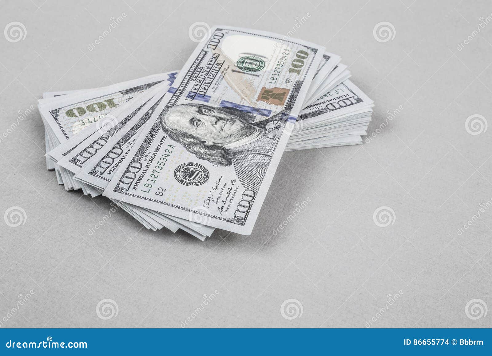 American Dollar Stacks on Grey Stock Photo - Image of abundance, space ...